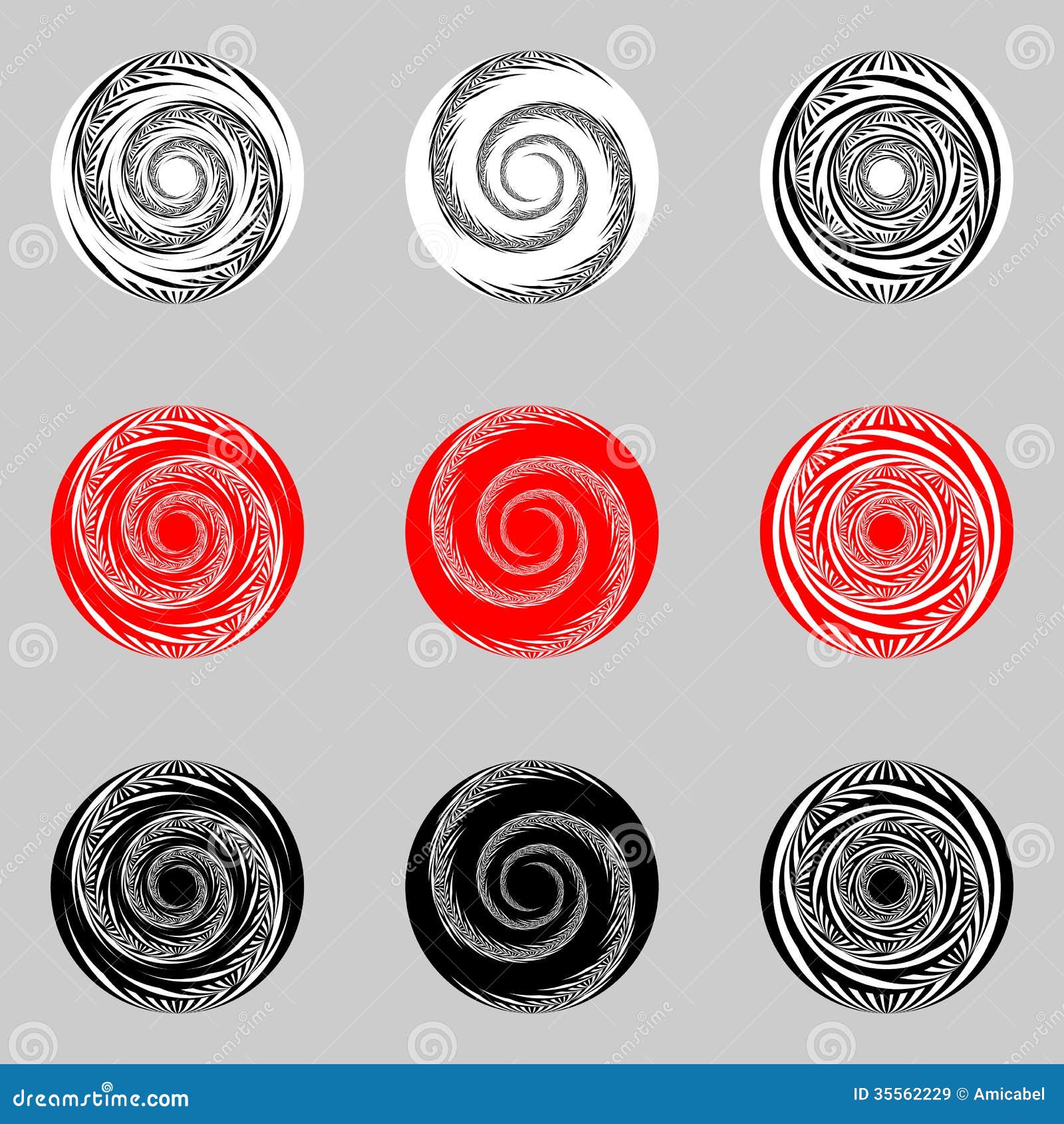 Design Set of Abstract Spiral Elements Stock Vector - Illustration of ...