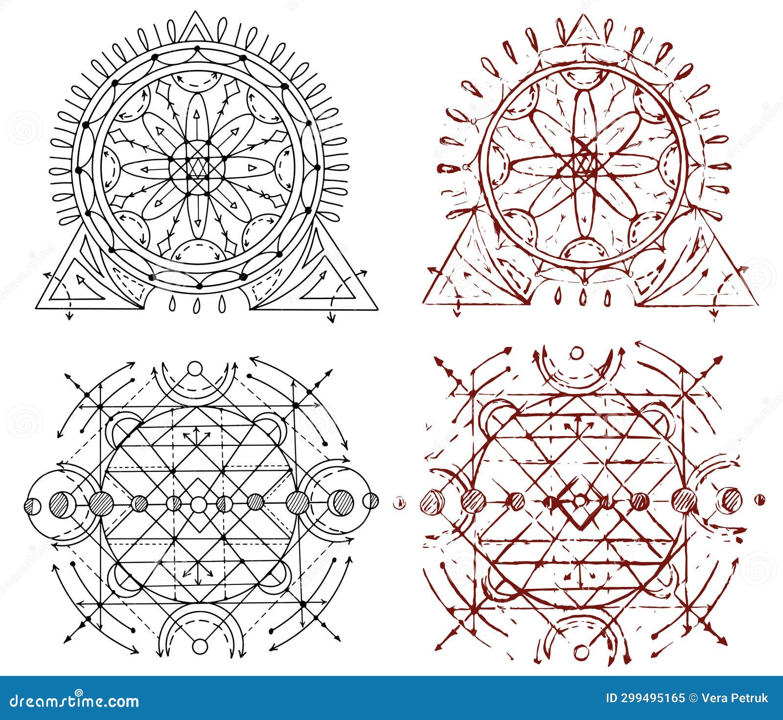 Design Set with Sacred Geometry Elements, Shapes and Patterns Isolated ...