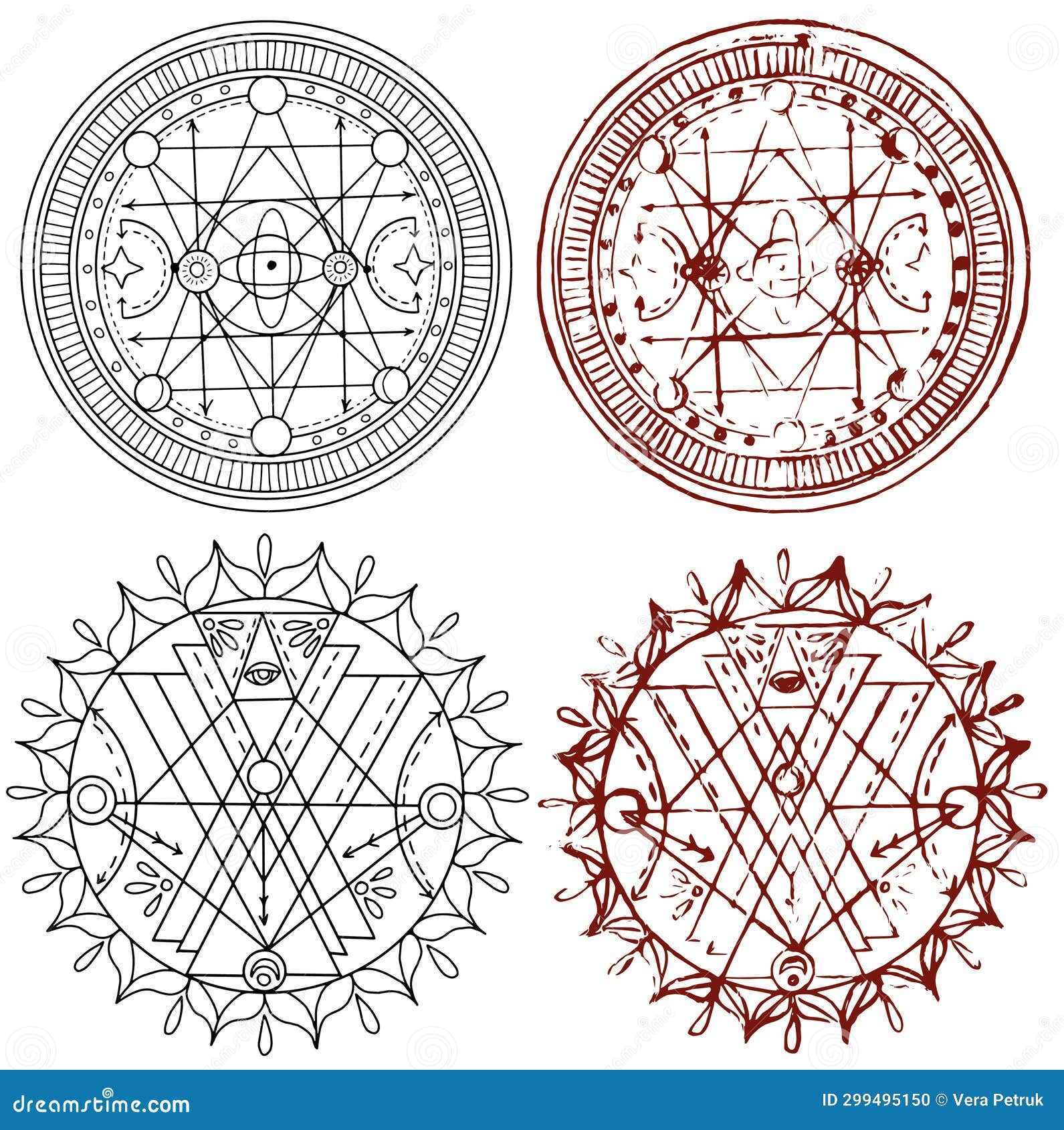 Design Set with Sacred Geometry Elements, Shapes and Patterns Isolated ...