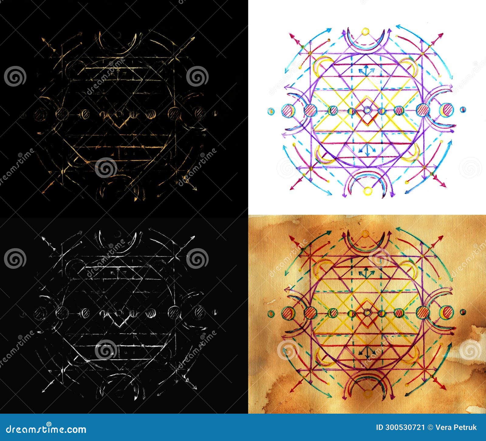 Design Set with Sacred Geometry Elements, Shapes and Patterns Styled ...