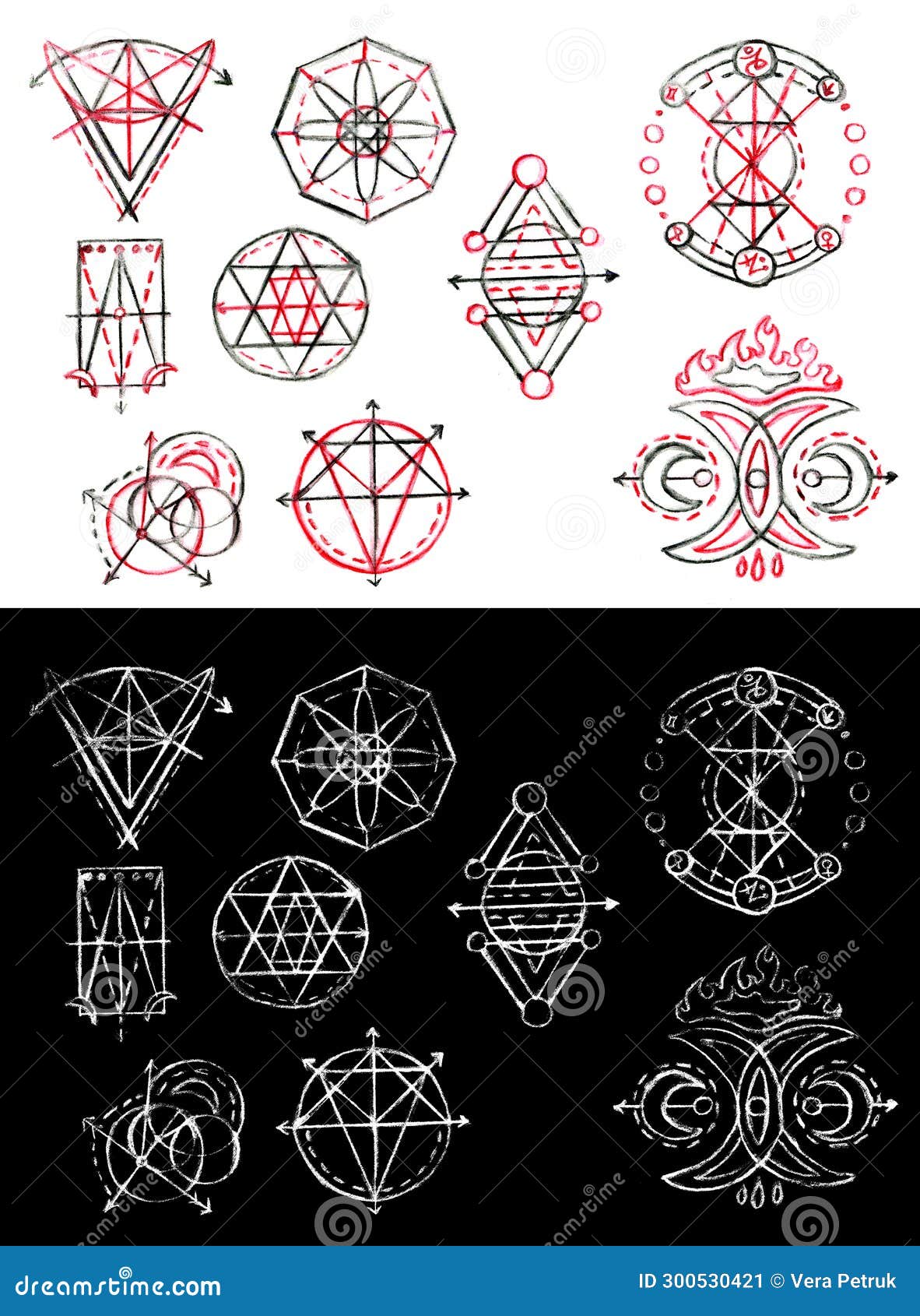 Design Set with Sacred Geometry Elements, Shapes and Patterns Styled ...