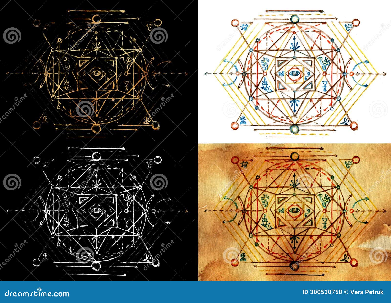 Design Set with Sacred Geometry Elements, Shapes and Patterns Styled ...