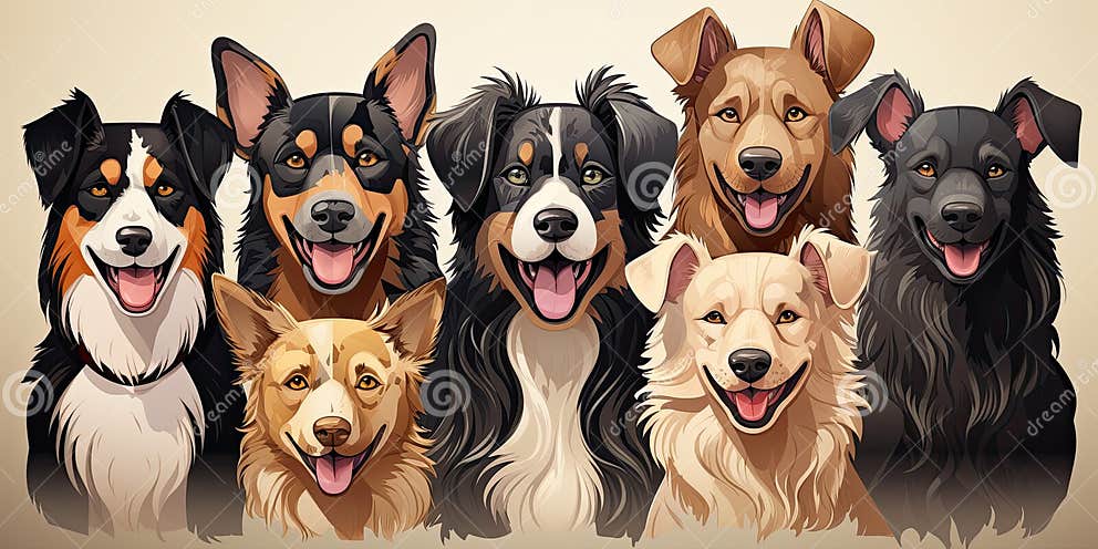 Design of Several Assorted Dogs. Stock Illustration - Illustration of ...