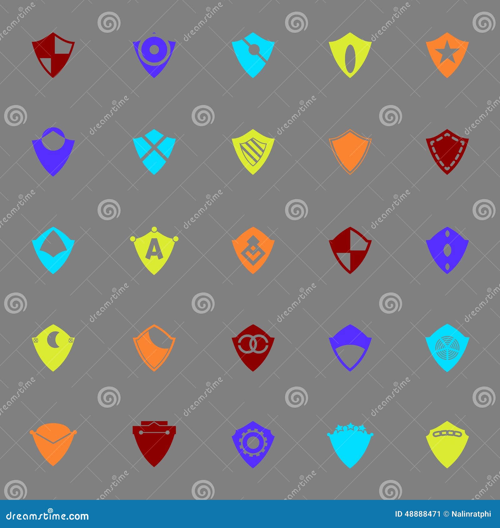 Design Shield Color Icons on Gray Background Stock Vector ...