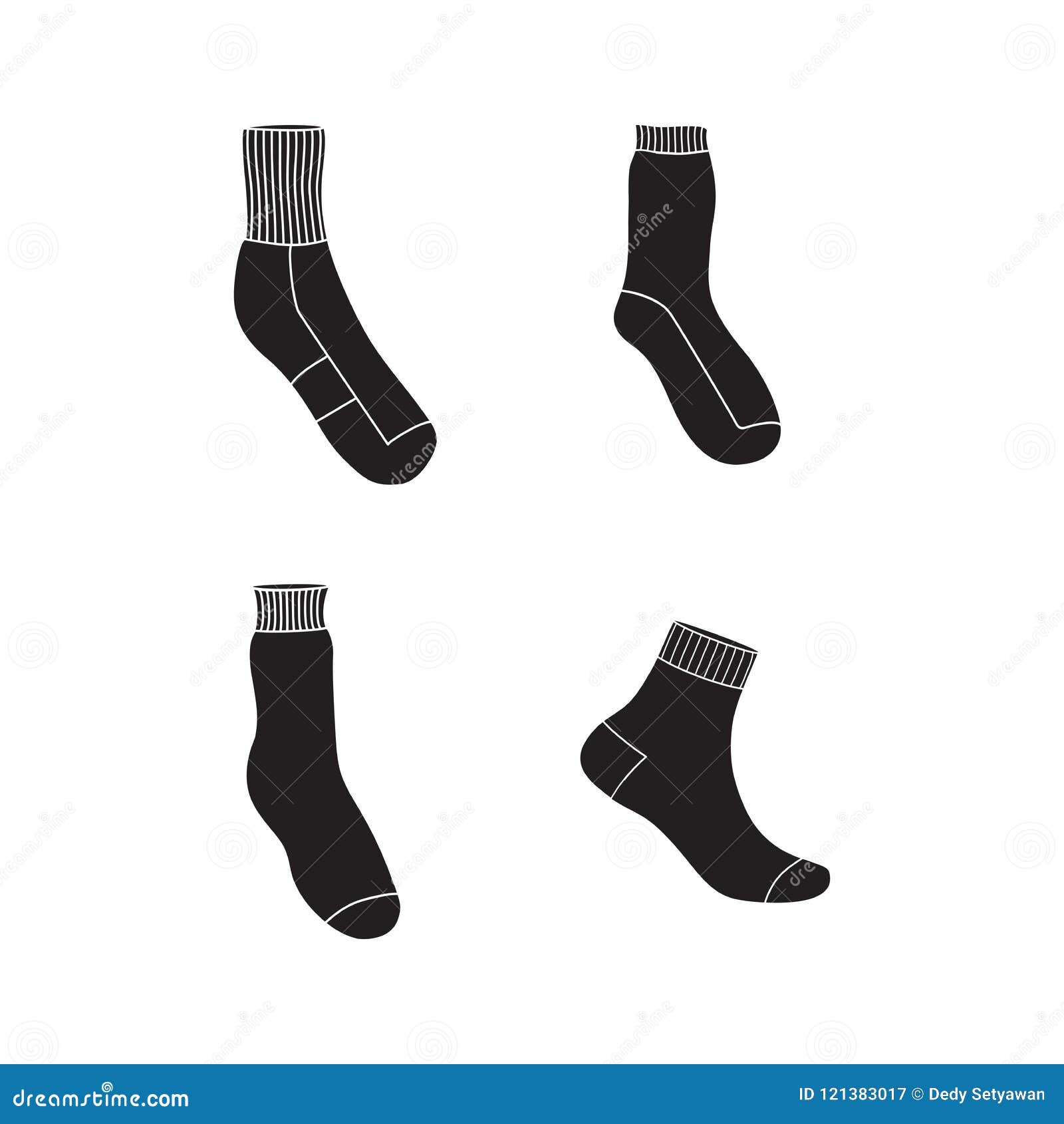 Simple Socks Icon Set, Black Socks Design Isolated White Background ...