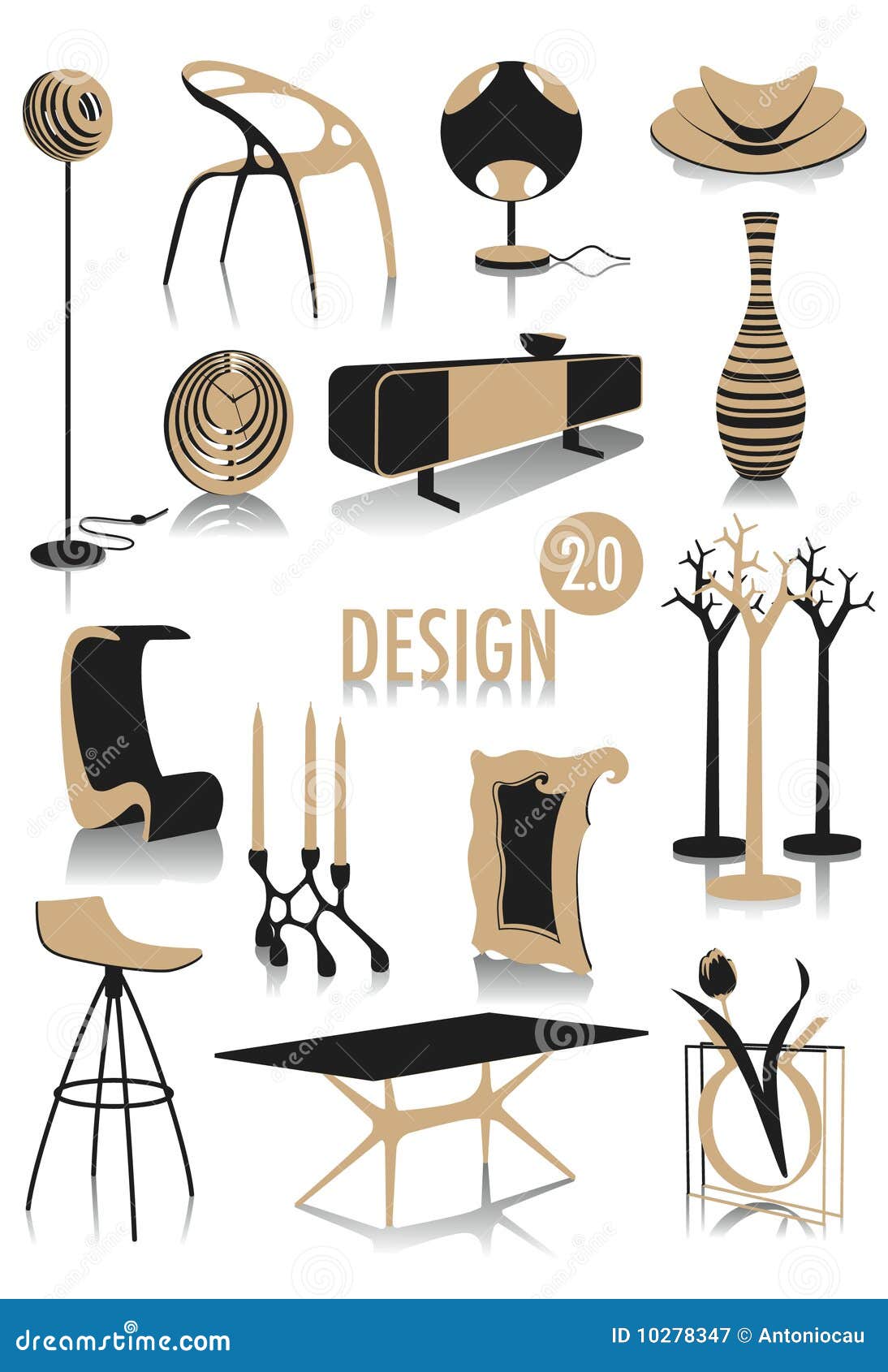 Design silhouettes 2 stock vector. Illustration of furniture - 10278347
