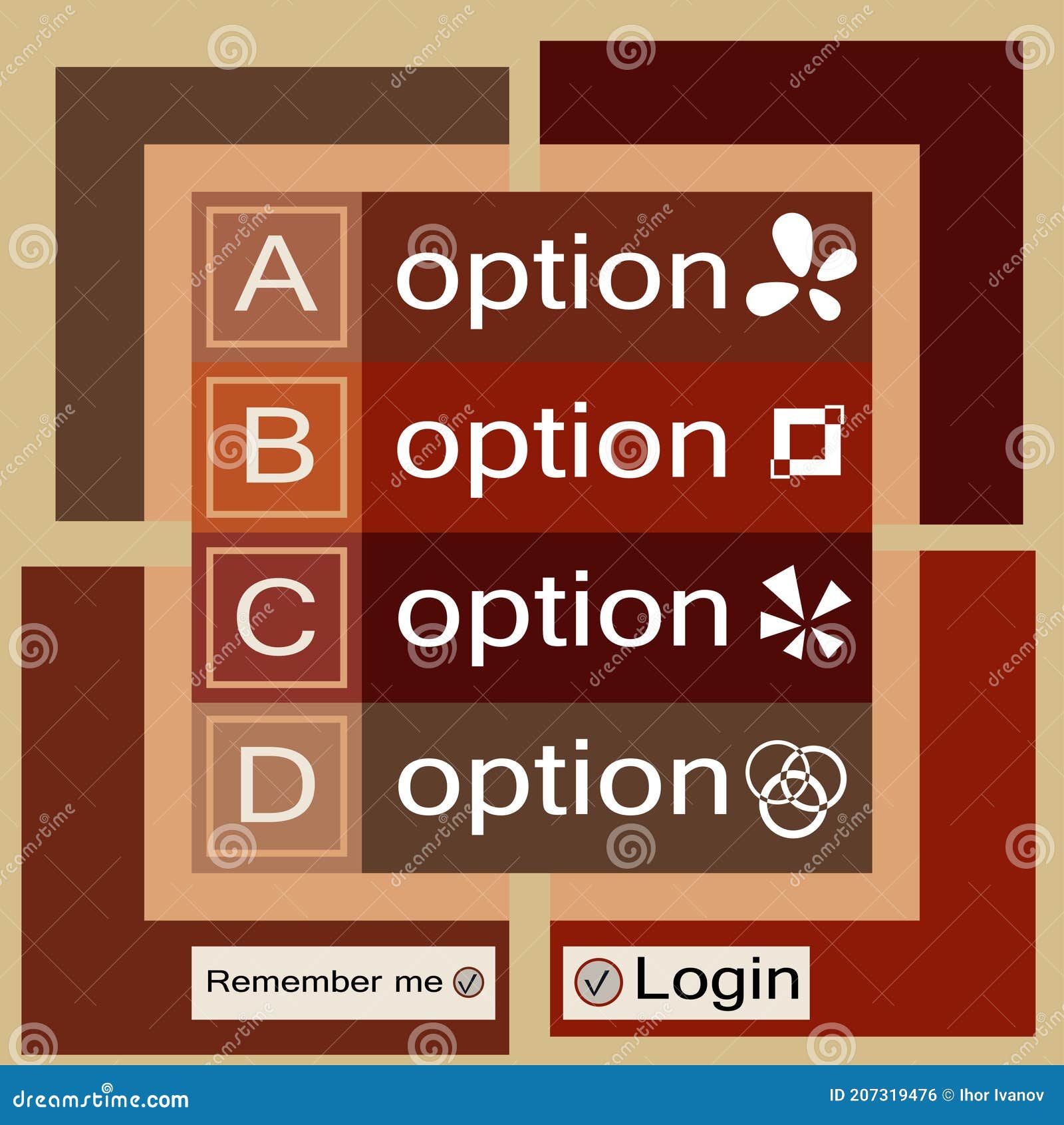 Design for a Site with a Choice, Buttons for Selection, Site Menu ...