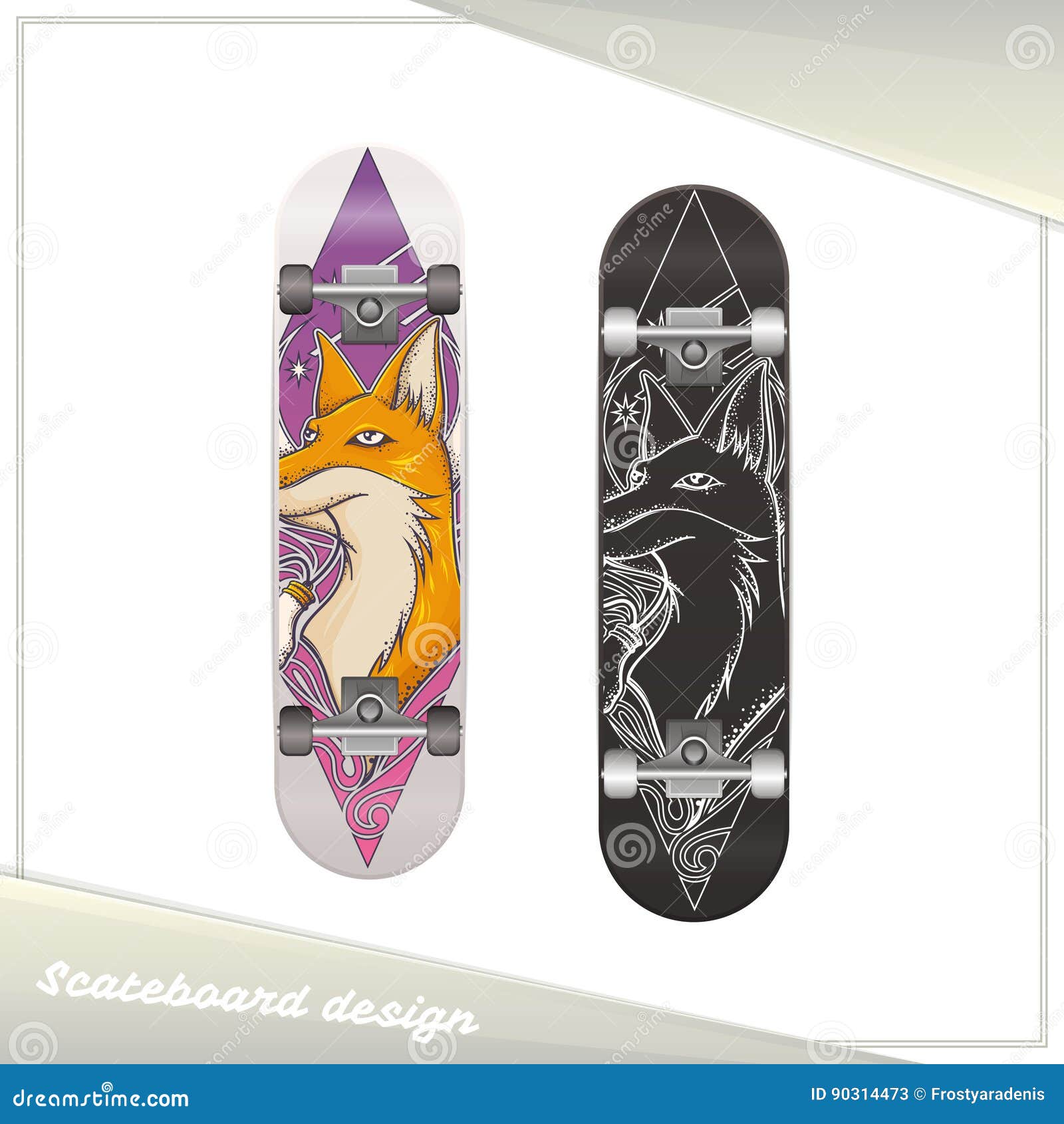 Design Skateboard Fox stock vector. Illustration of sport - 90314473