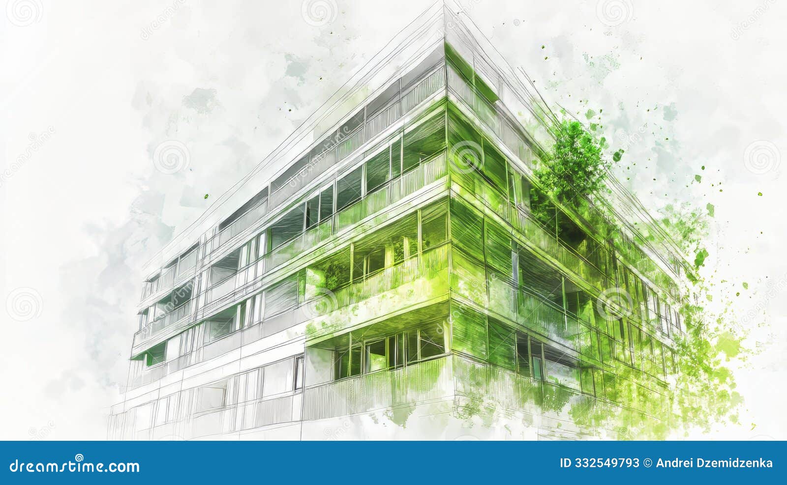 Design Sketch of a Sustainable Green Building Concept. Stock Image ...