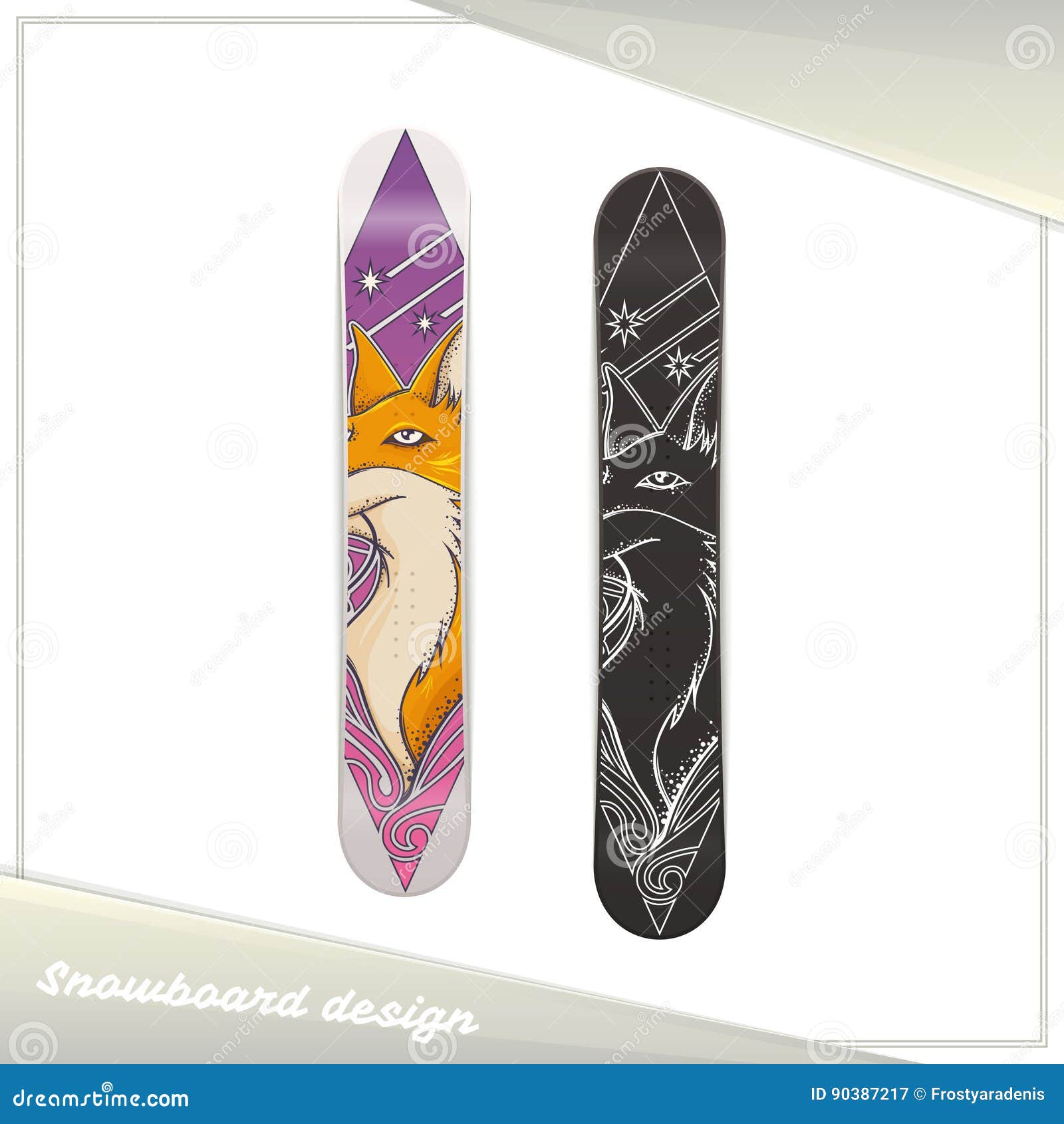 Design Snowboard Fox stock vector. Illustration of design - 90387217