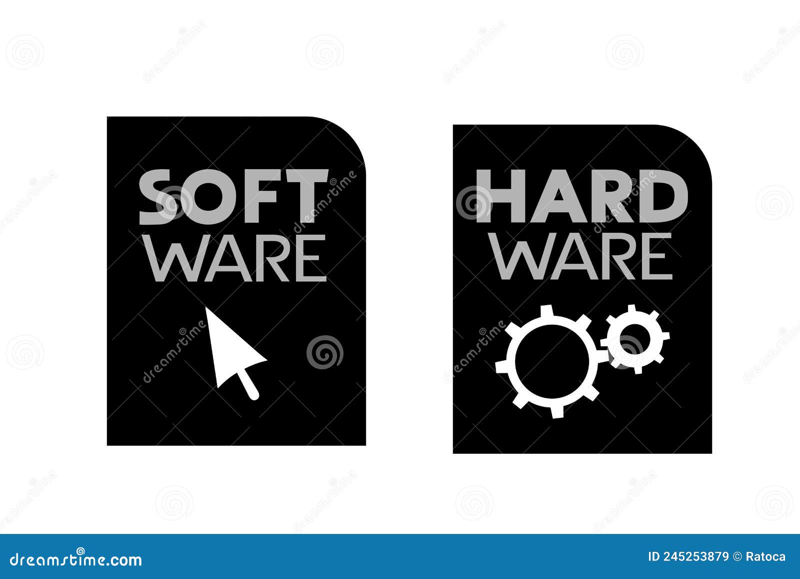 Design of Software and Hardware Icons Stock Vector - Illustration of ...