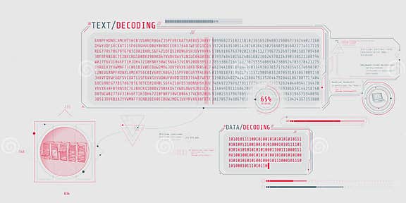 Server Data Processing Interface With Text Decoding Stock Vector