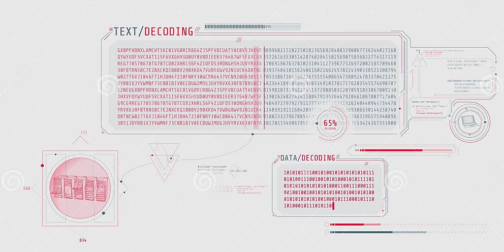 Server Data Processing Interface With Text Decoding Stock Vector 1981