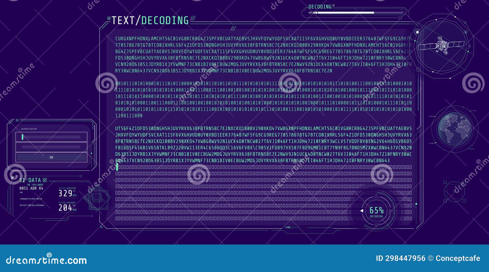 Design of a Software Interface for Text Decoding. Stock Vector ...
