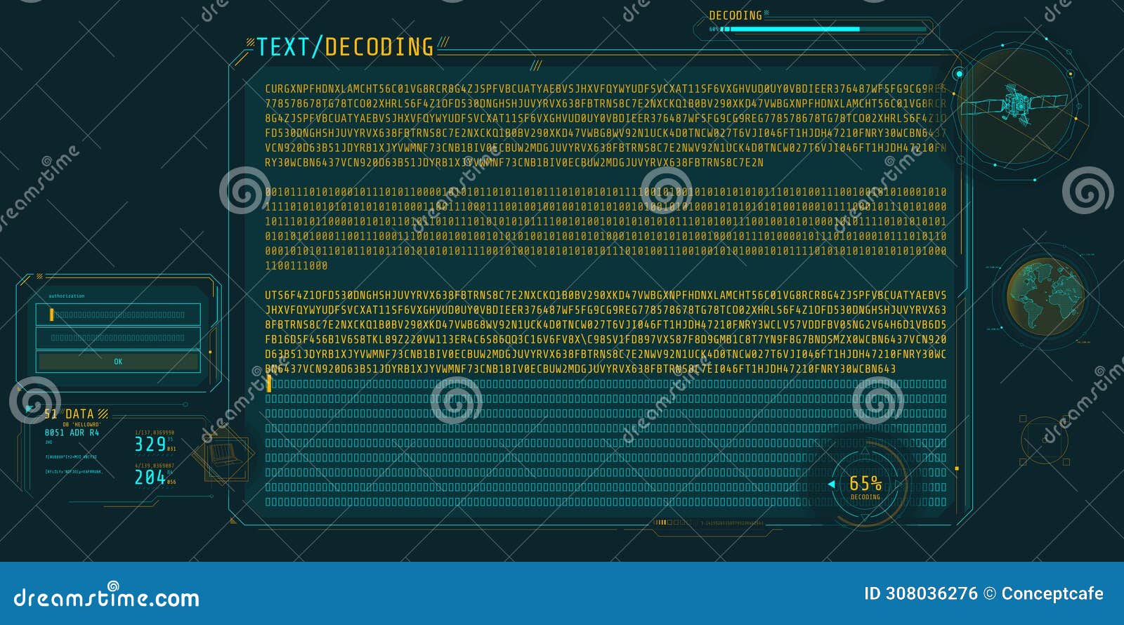 Design of a Software Interface for Text Decoding. Stock Vector ...