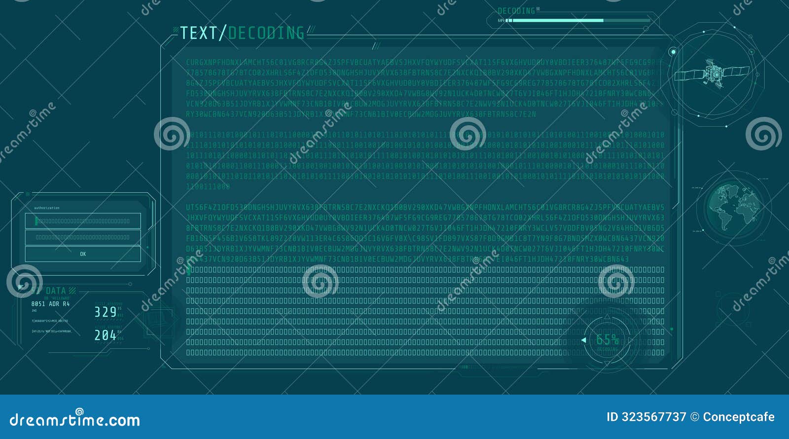 Design of a Software Interface for Text Decoding. Stock Vector ...