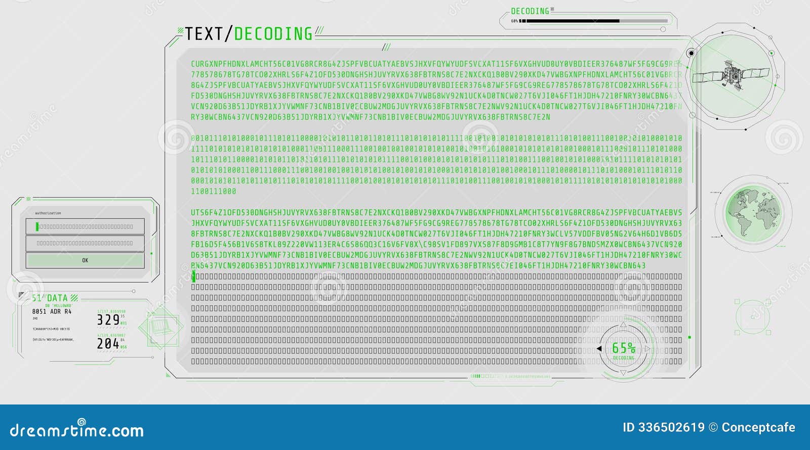 Design of a Software Interface for Text Decoding. Stock Vector ...