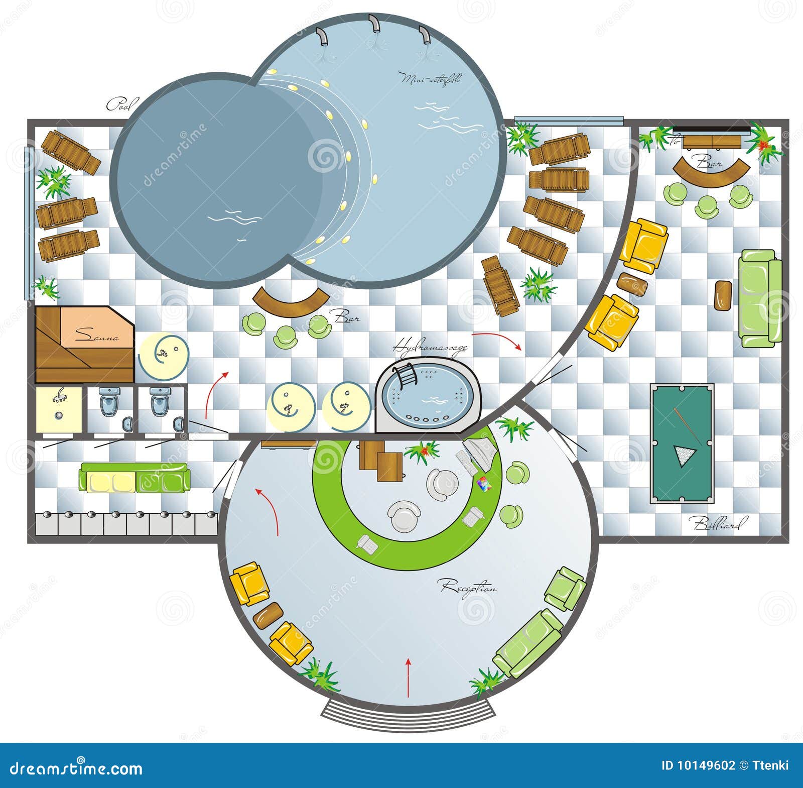 Design of the SPA salon stock illustration. Illustration of architect ...