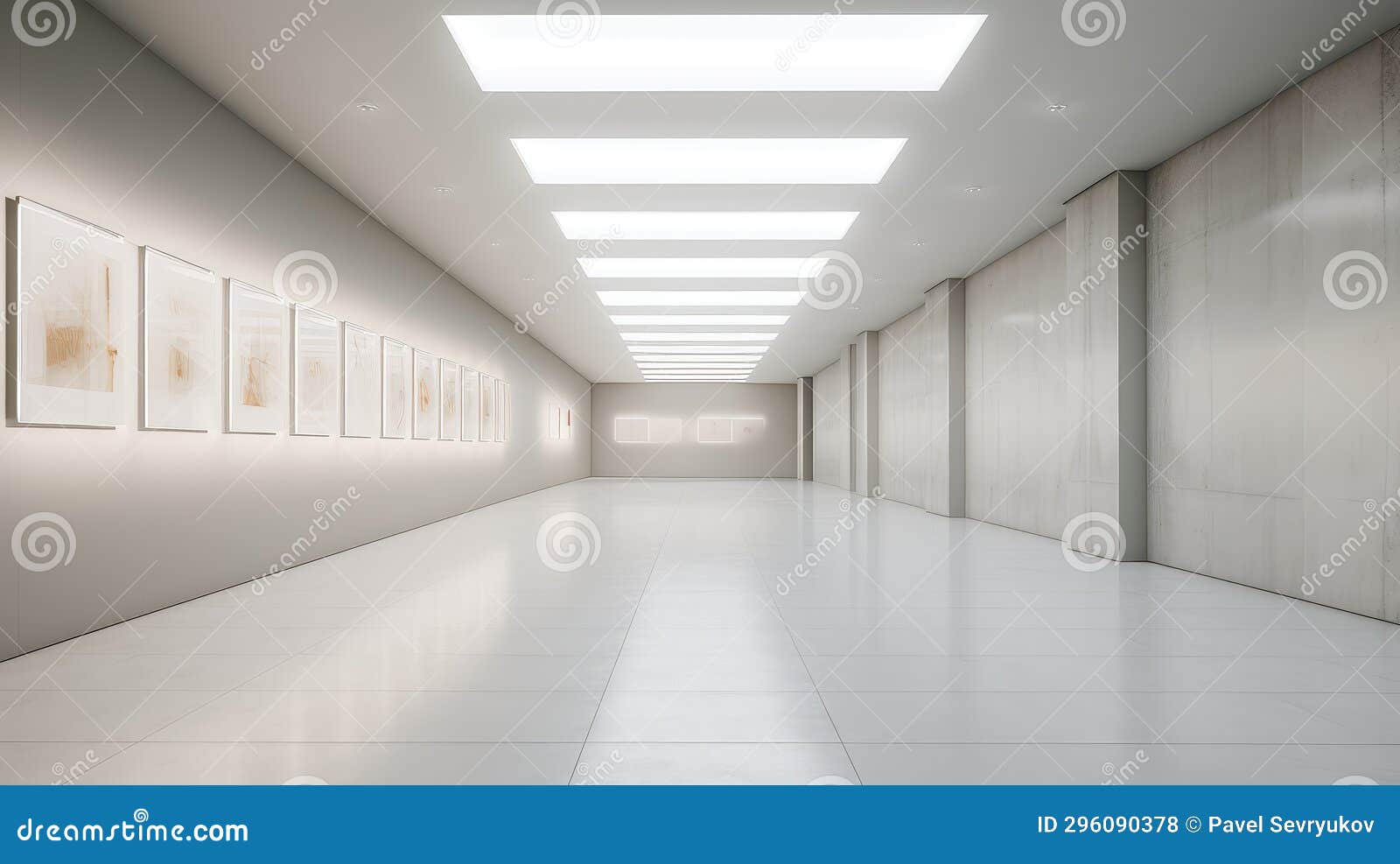 Clean Corridor Leading To Closed Doors. Digital Illustration Of School ...