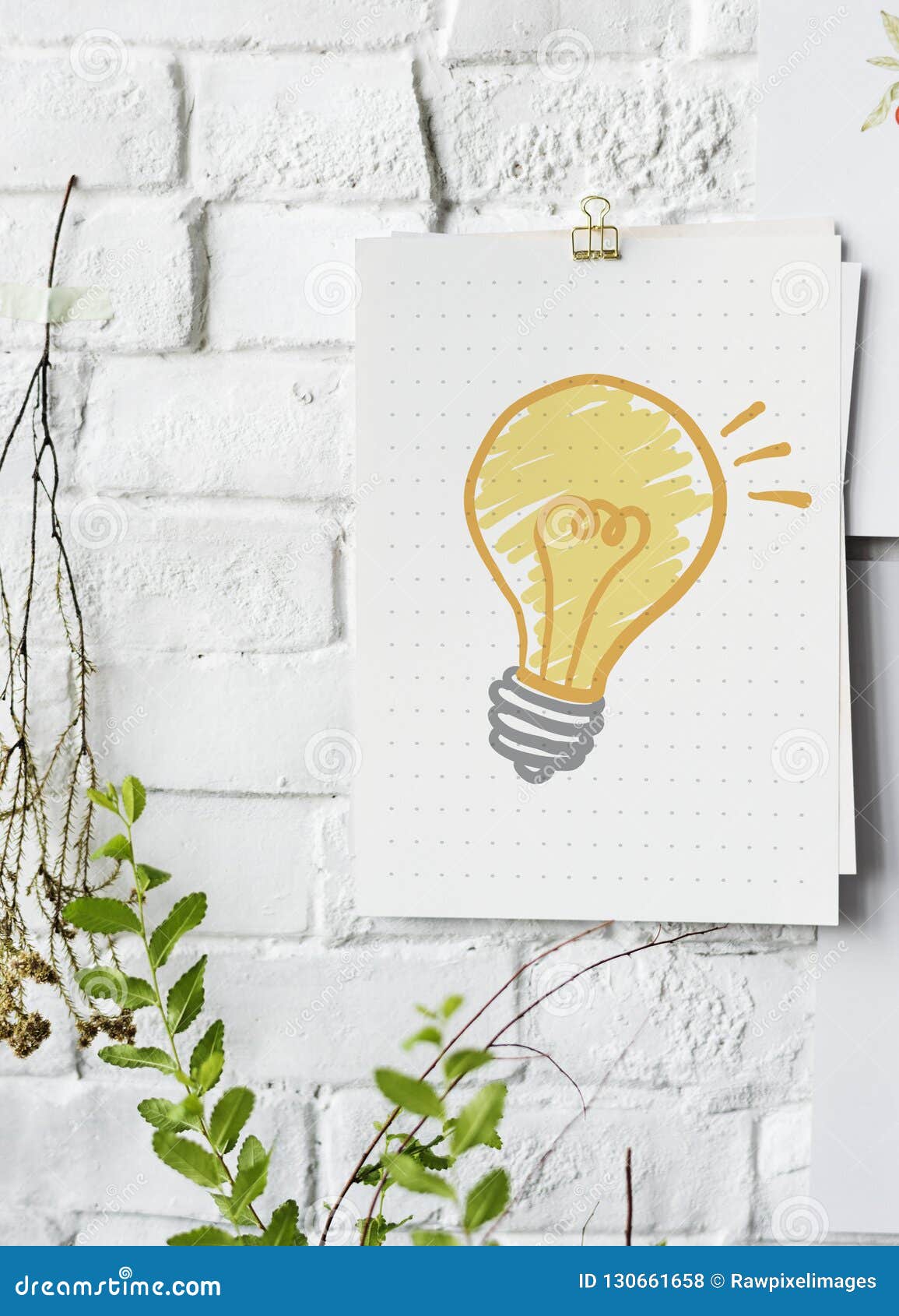 Light Bulb Drawn on Paper Poster on White Wall Stock Photo - Image of ...