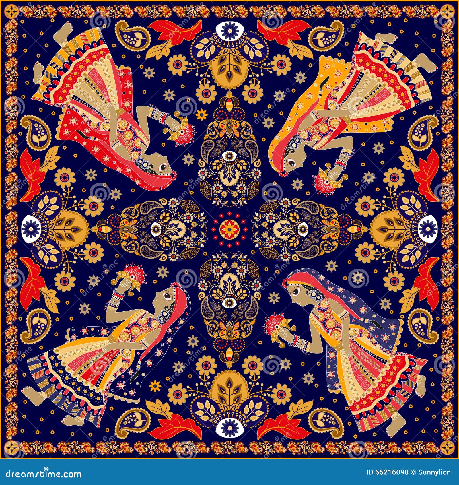 Design for Square Pocket, Shawl, Textile Stock Vector - Illustration of ...