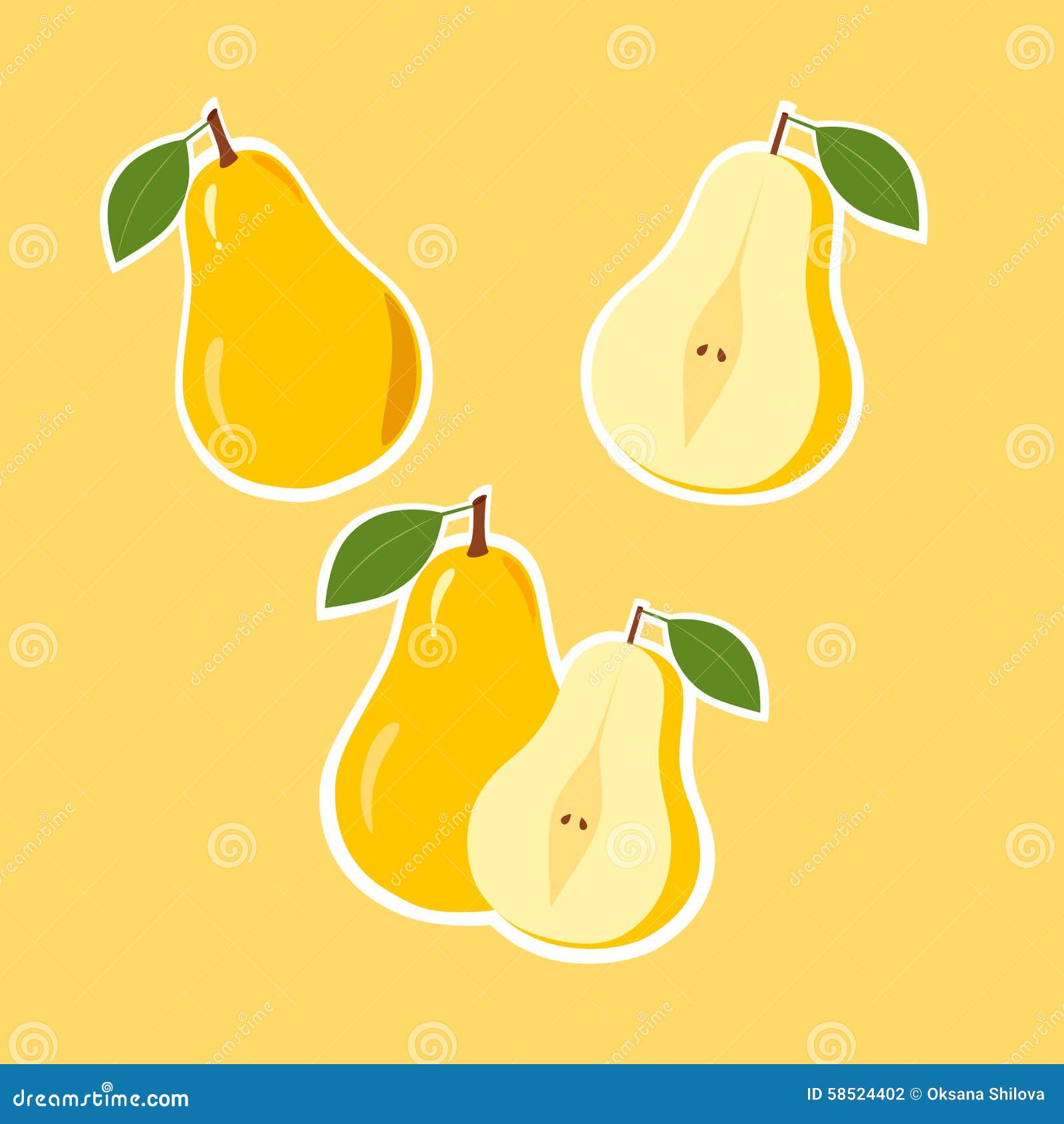 Design Stickers with Ripe Juicy Pear Stock Vector - Illustration of ...