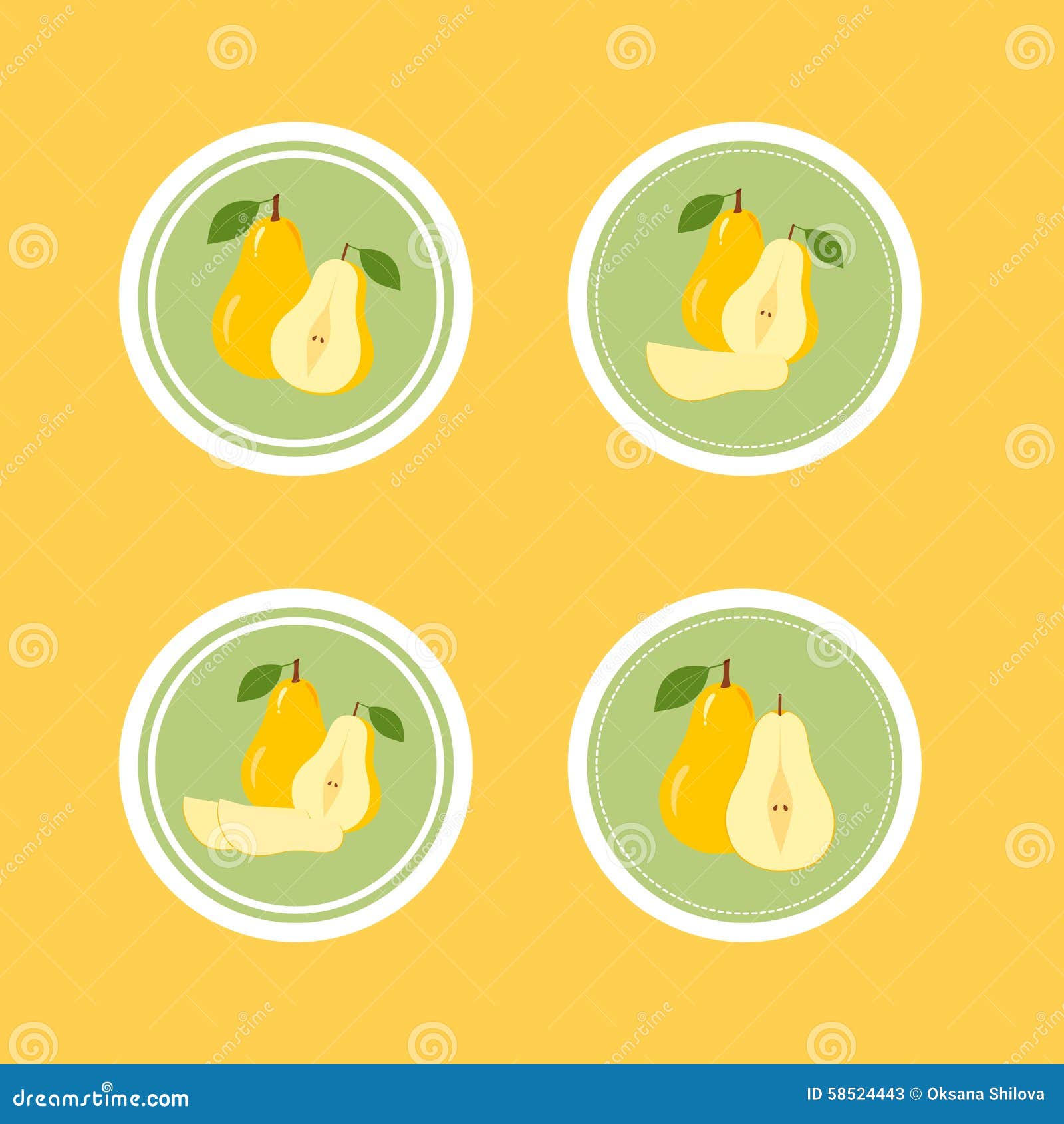 Design Stickers with Ripe Juicy Pear Stock Vector - Illustration of ...