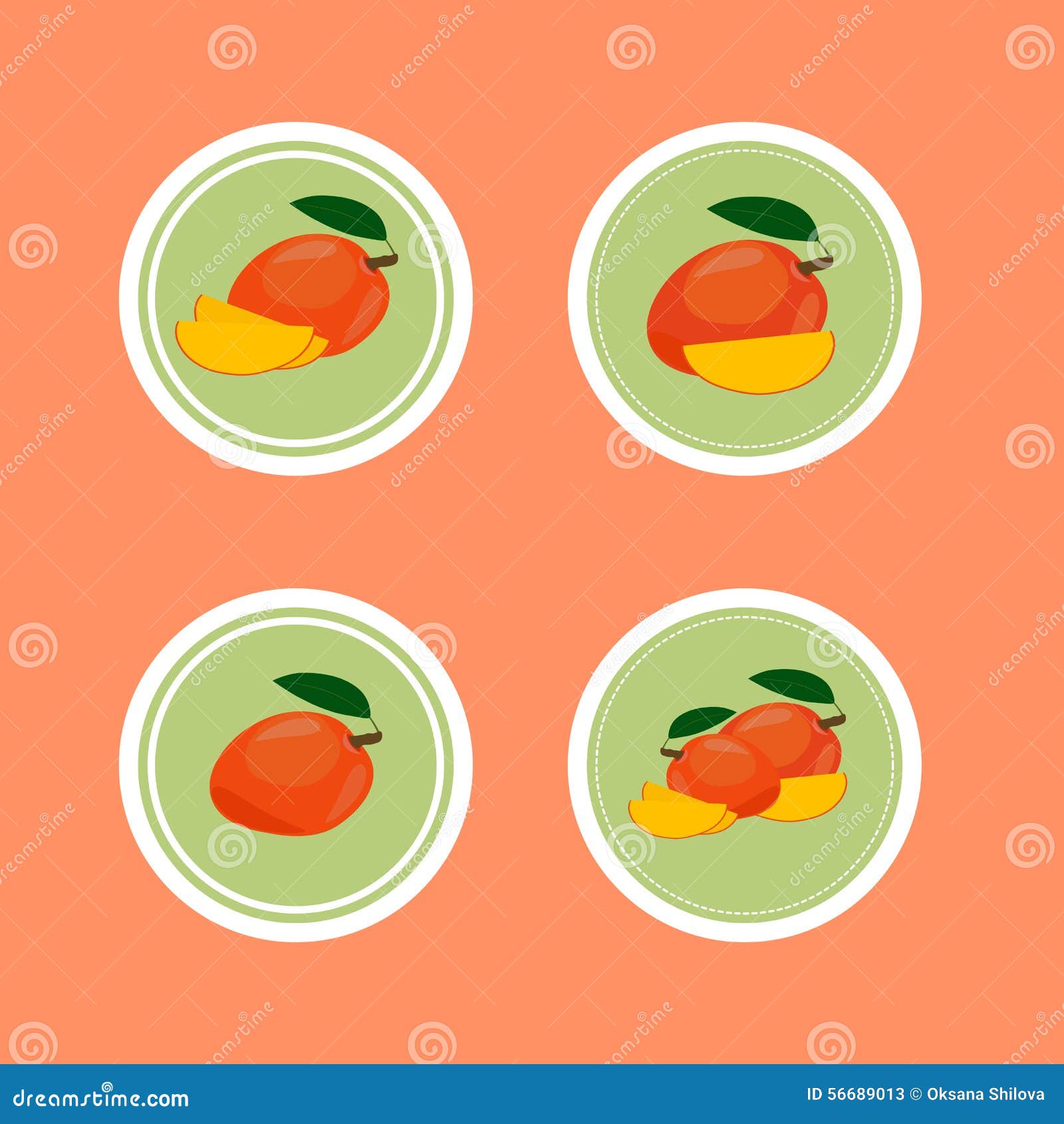 Design Stickers with Ripe Yummy Mango Stock Vector - Illustration of ...