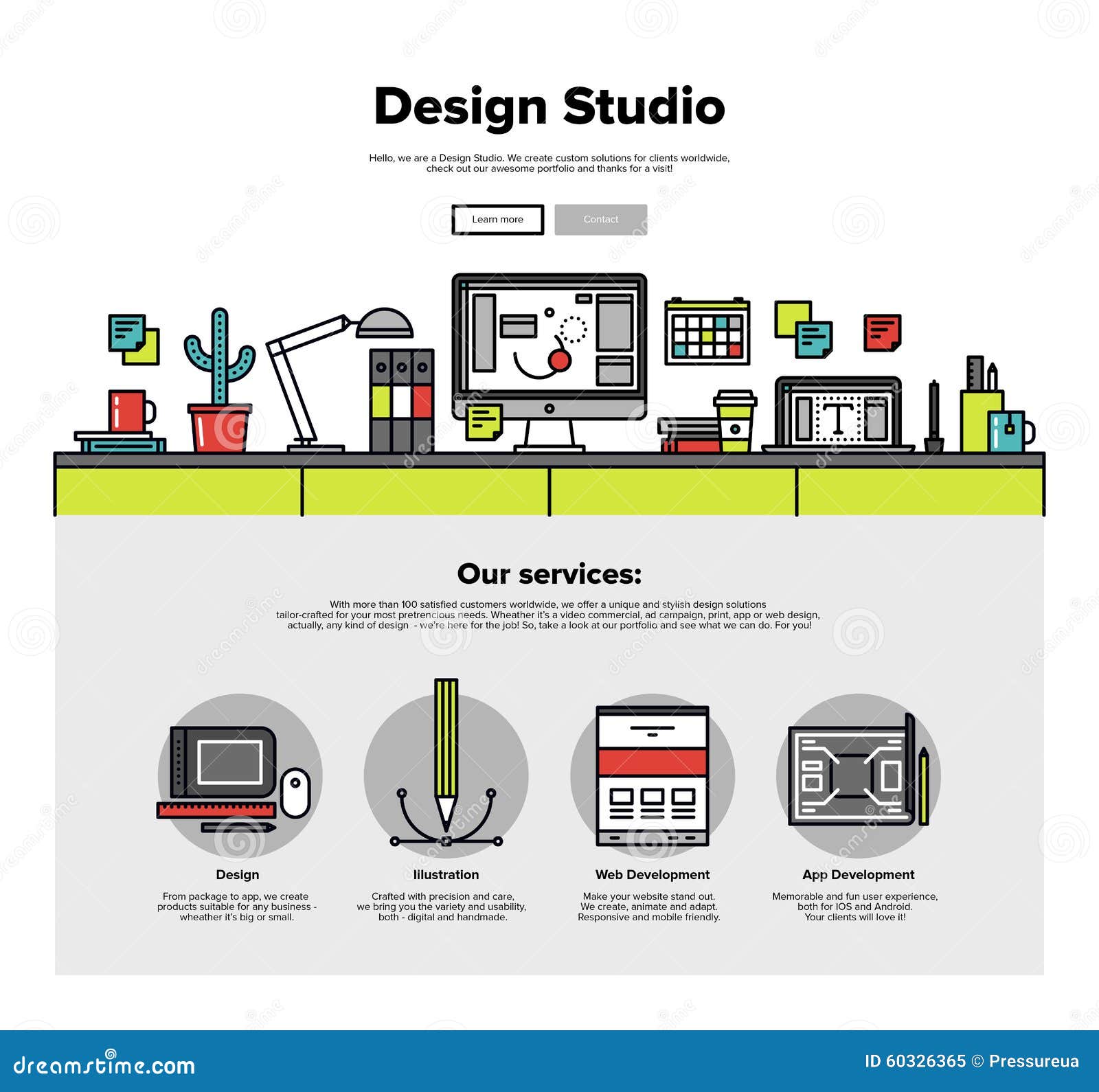 Design Studio Flat Line Web Graphics Stock Vector - Illustration of ...