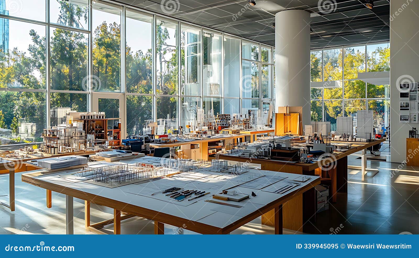A Spacious Design Studio with Large Floor-to-ceiling Windows. Stock Illustration - Illustration ...