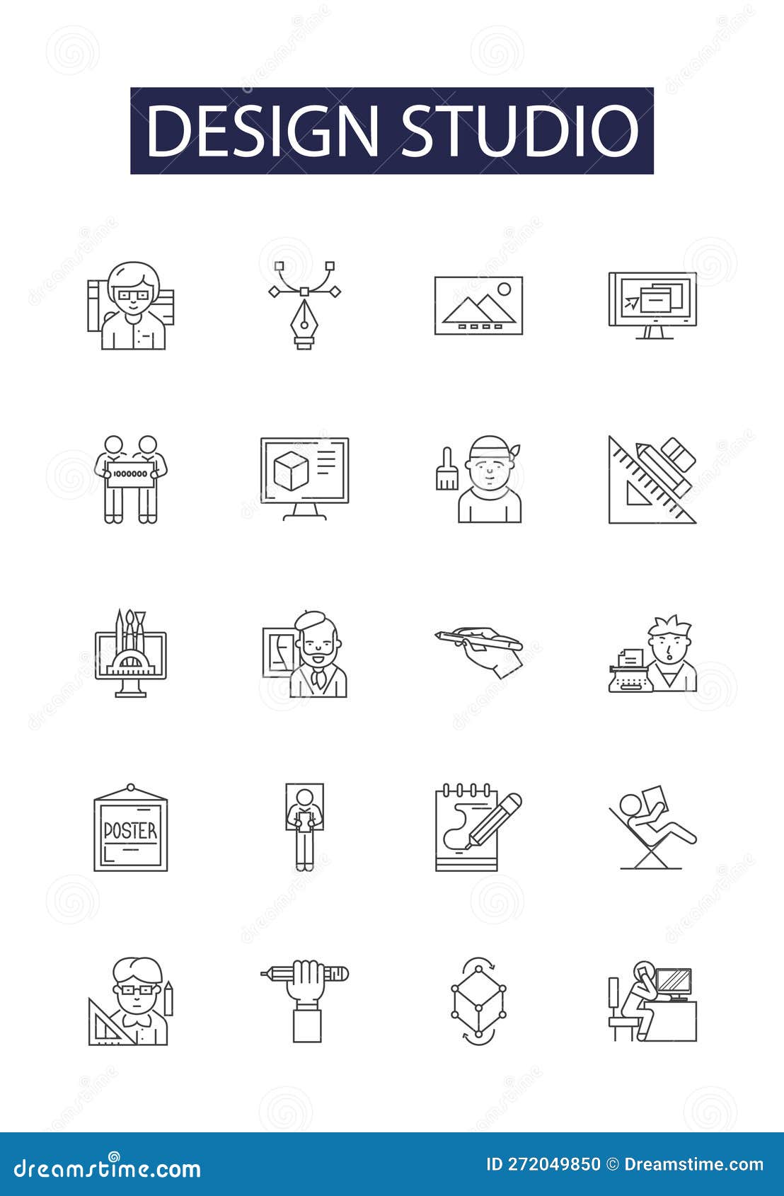 Design Studio Line Vector Icons and Signs. Studio, Architecture ...