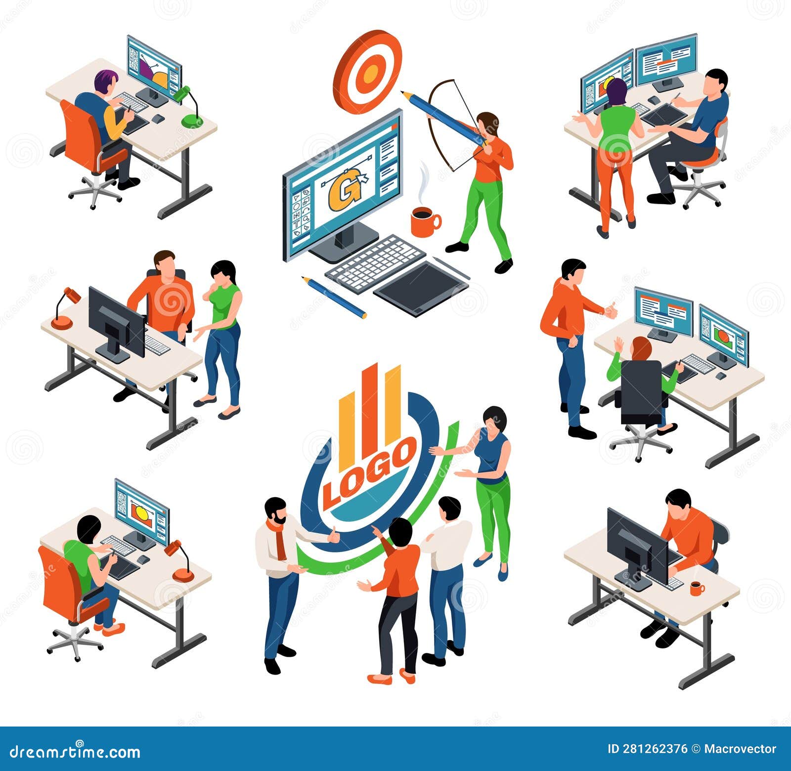 Design Studio Set stock vector. Illustration of coworking - 281262376