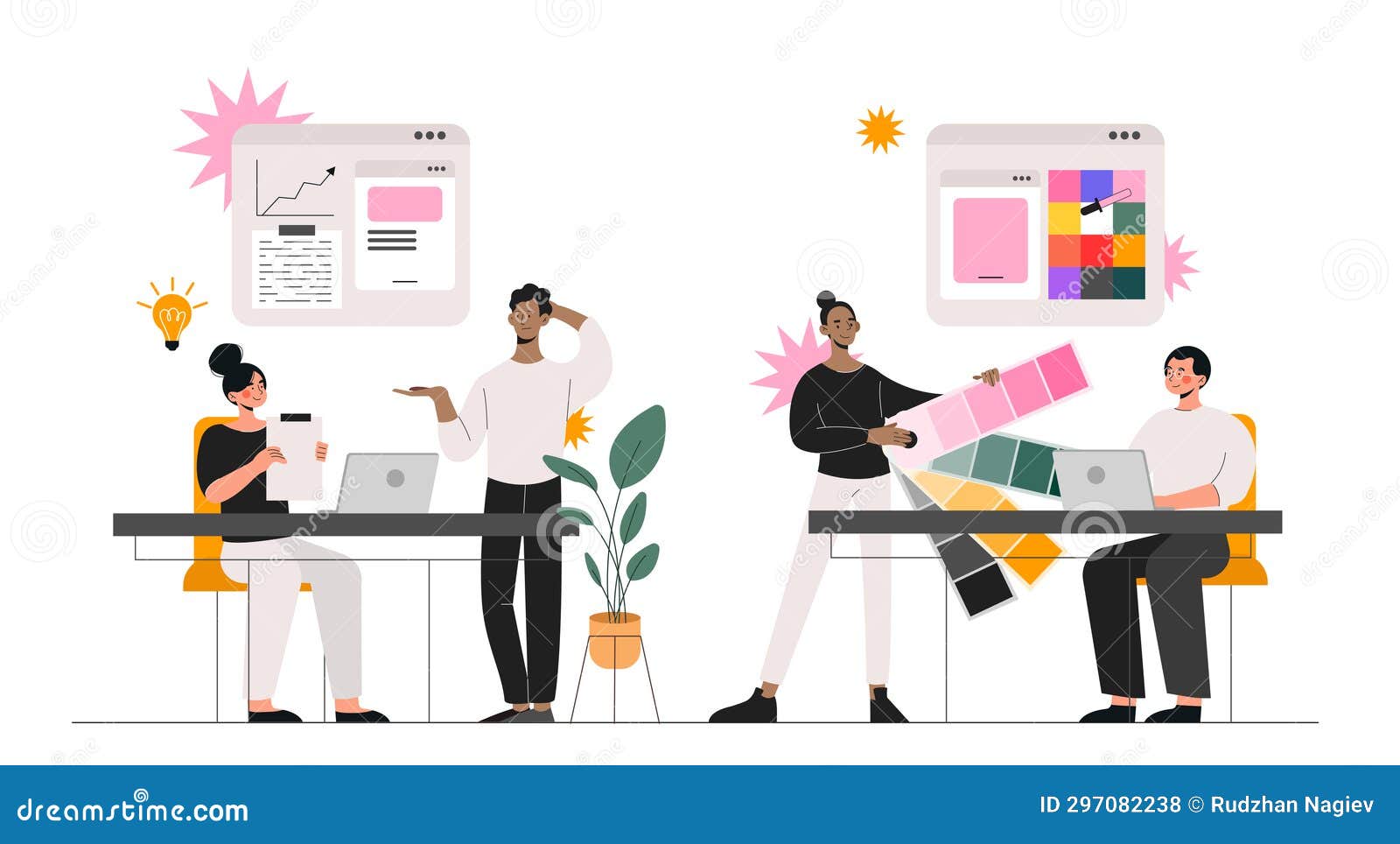 Design studio vector set stock illustration. Illustration of project ...
