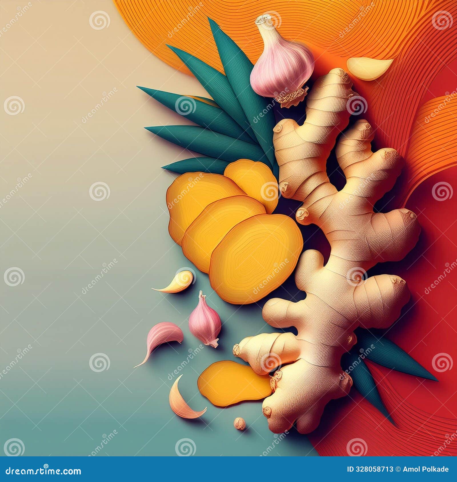 Design a Stylized, Abstract Representation of Ginger and Garlic ...