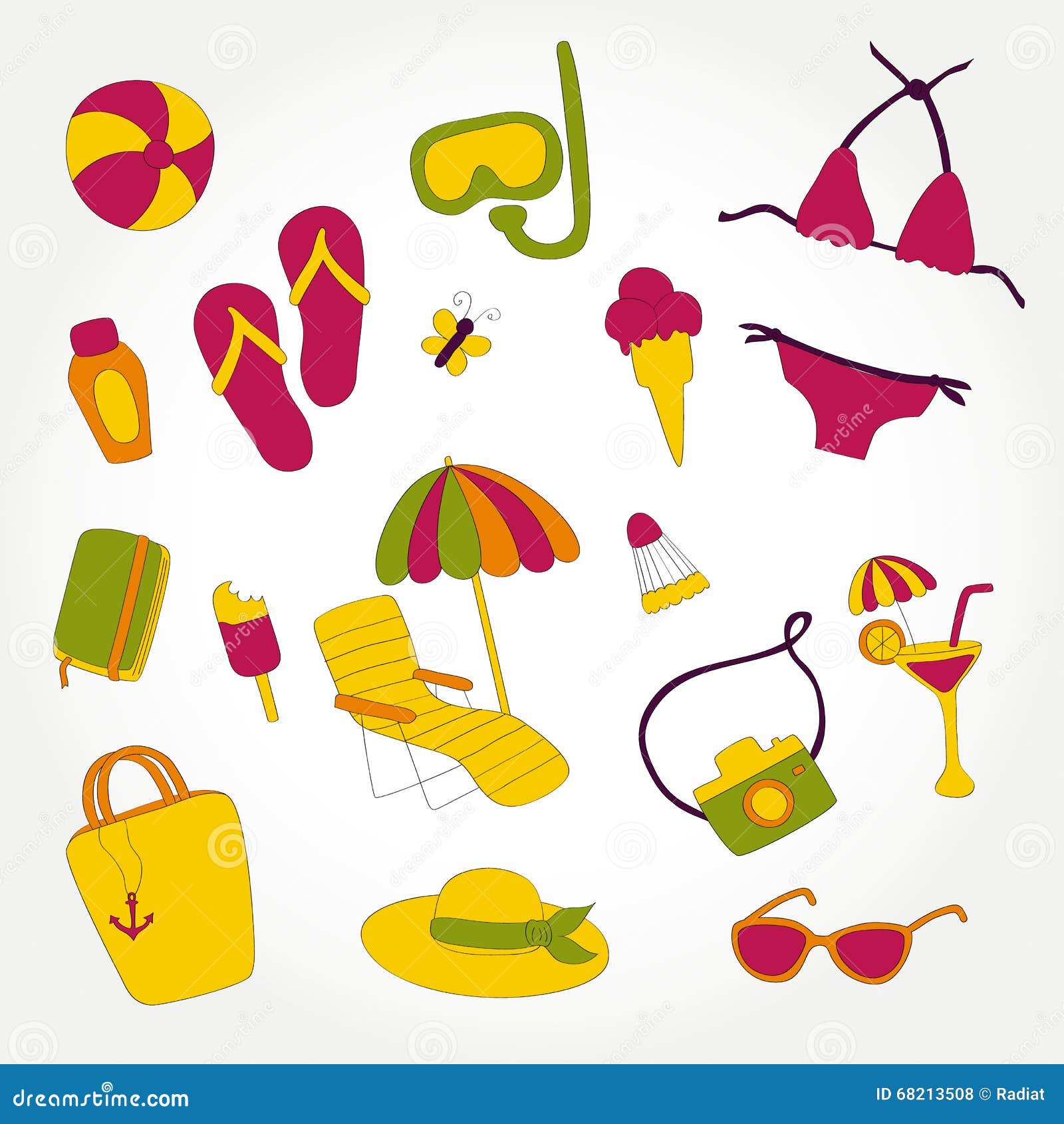 Design Summer Beach Items Set Illustration Vector Stock Vector ...