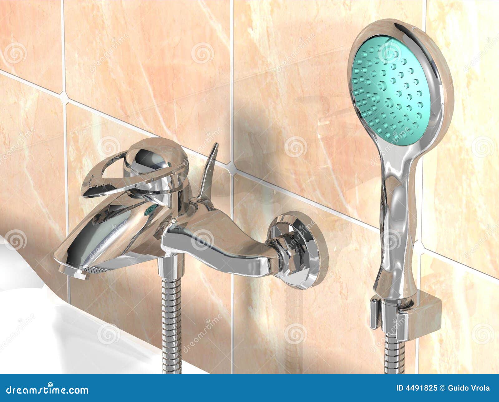 Design tap with shower stock illustration. Illustration of shower - 4491825