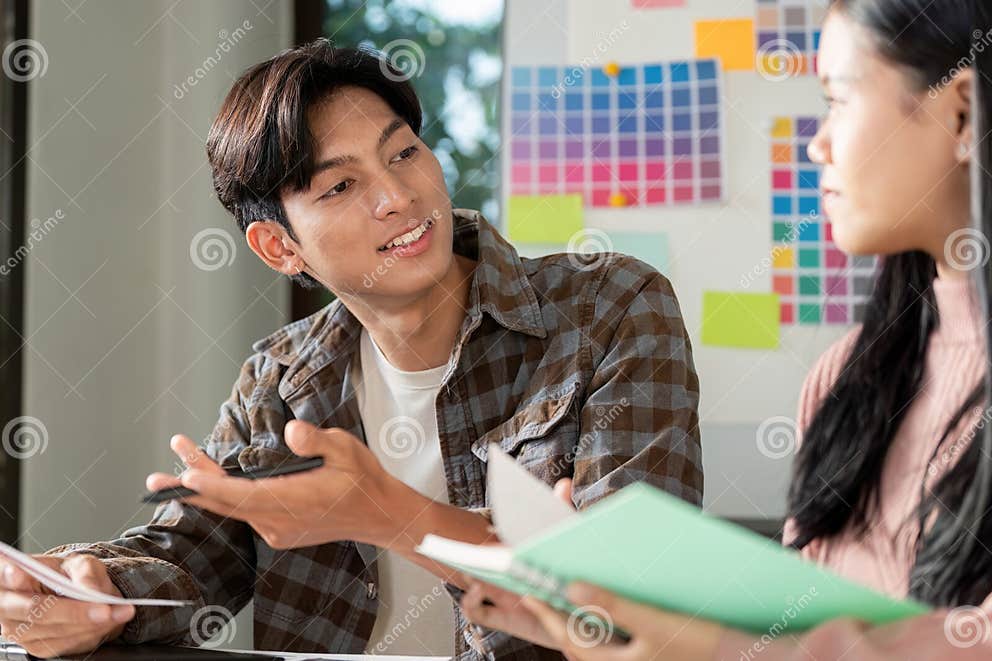 Creative Team Design Session in Modern Office Graphics Collaboration ...