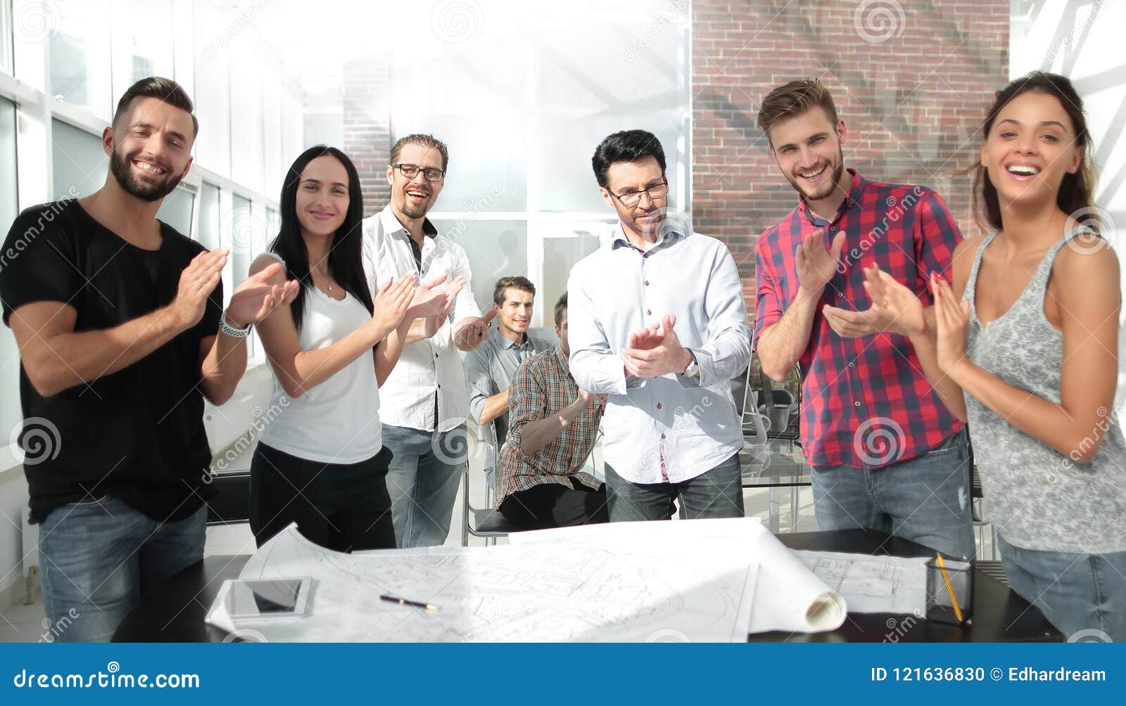 Design Team Gave a Standing Ovation in the Creative Office Stock Photo ...