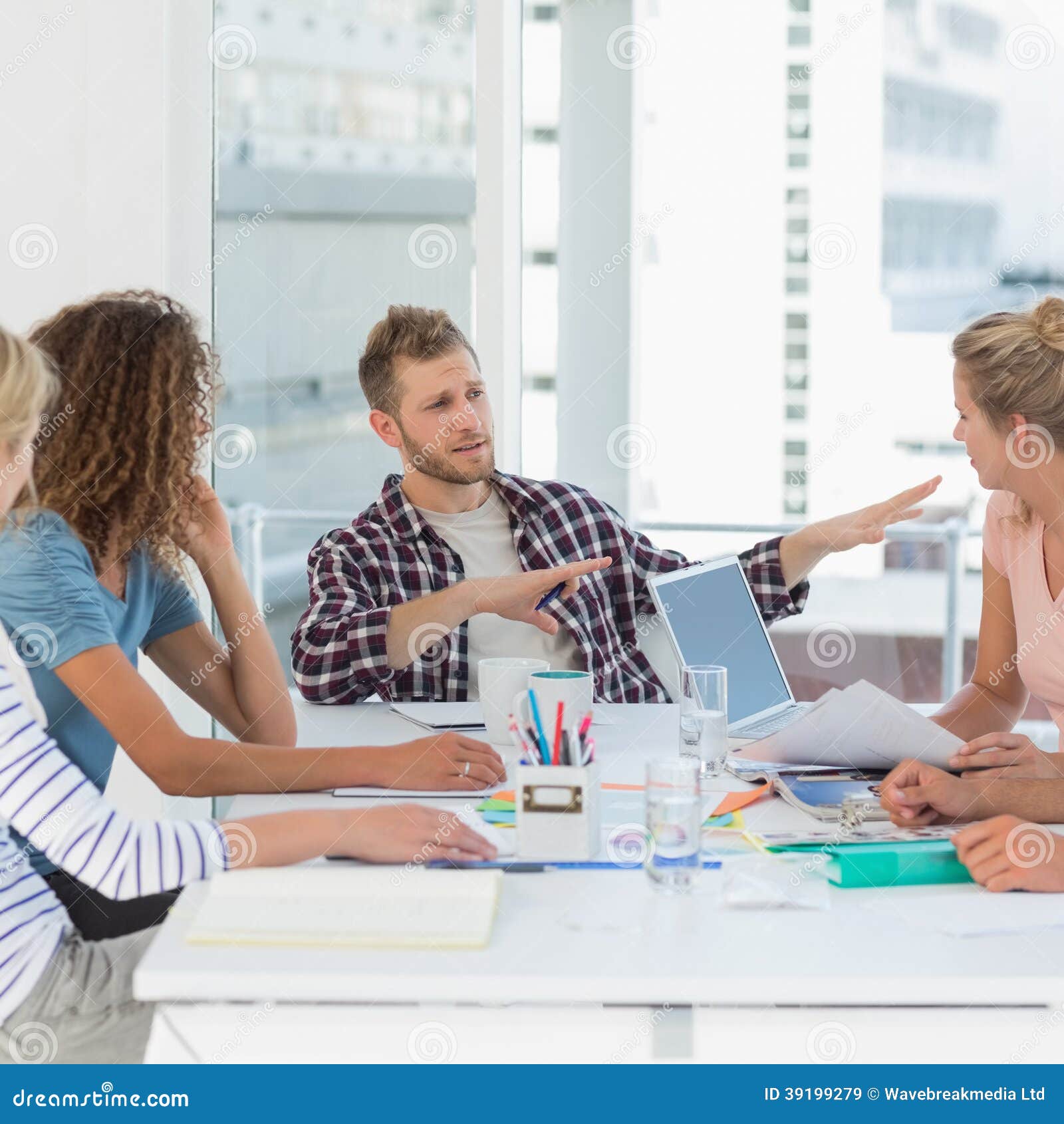 Design Team Having a Meeting Together Stock Image - Image of desk ...