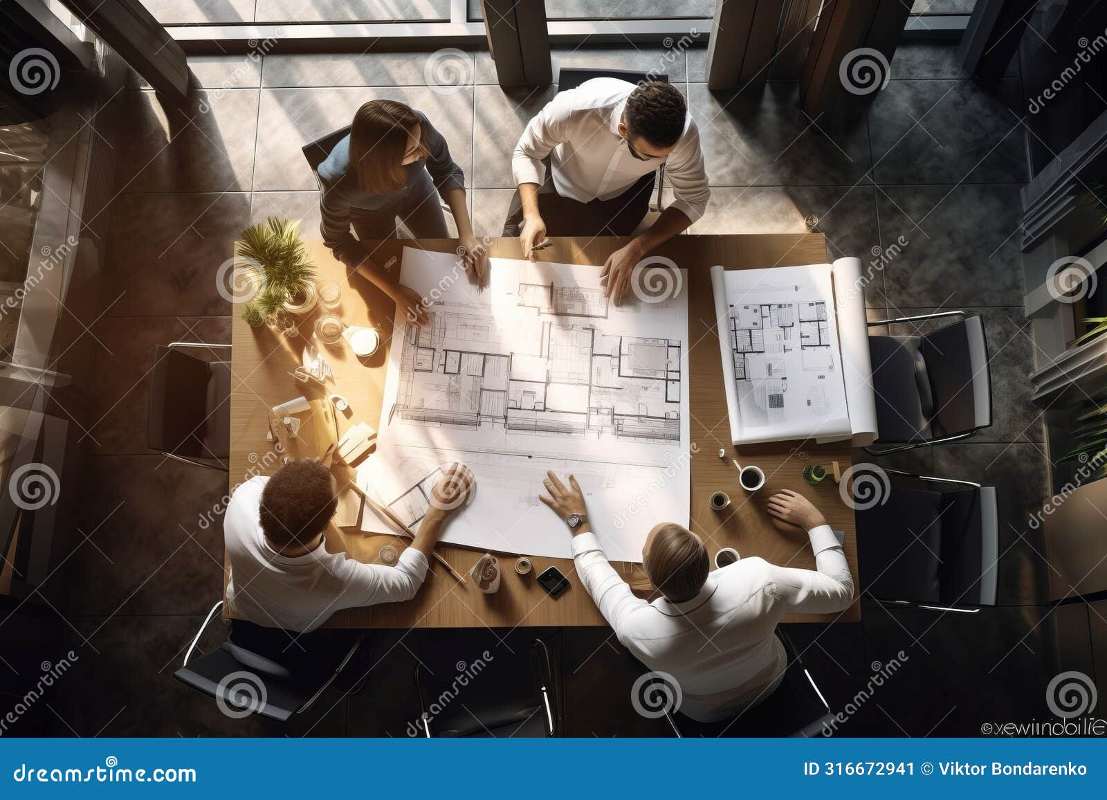 Design Team Planning for a New Project, Top View Stock Image - Image of ...
