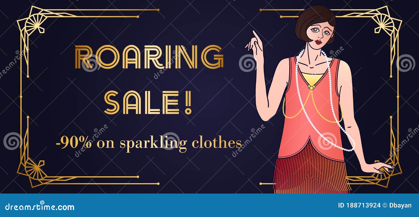 Design Template of Art Deco Banner, Invitation or Voucher. Vector ...