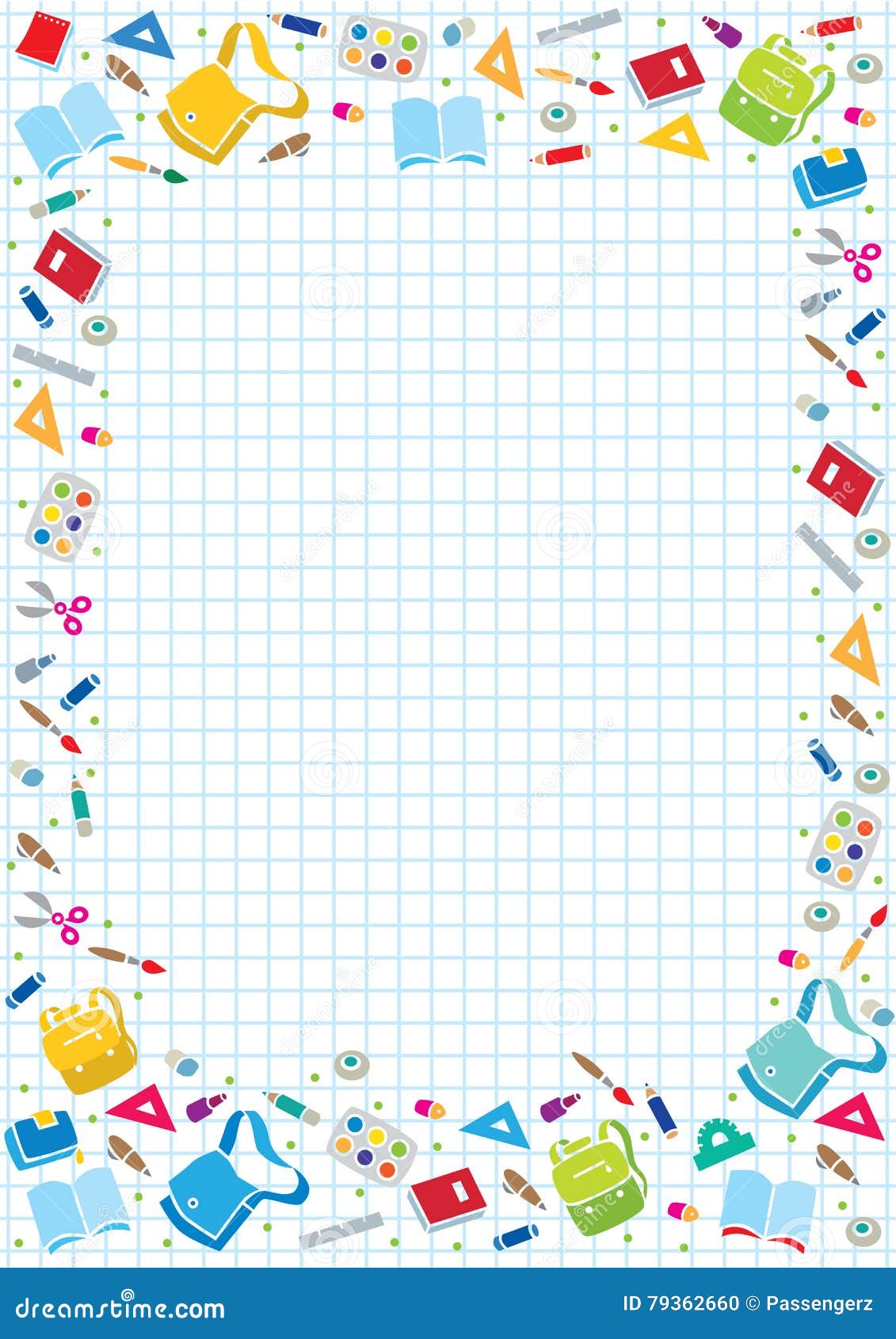 Design Template Background with Education Supplies Stock Vector ...