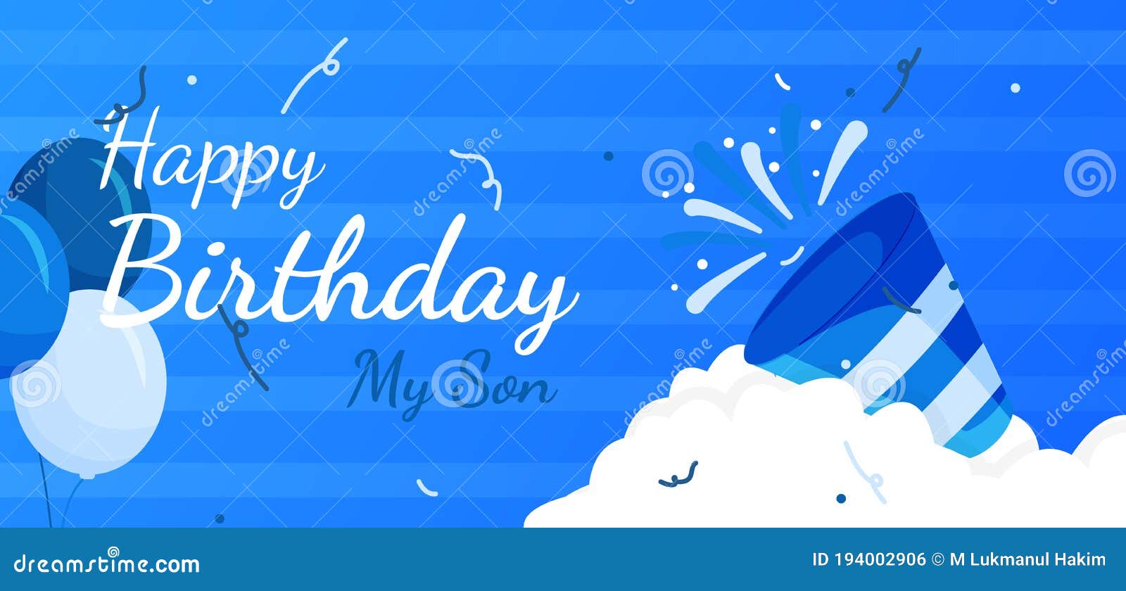 Design Template Banner Greeting Happy Birthday in Blue for Boy Stock ...