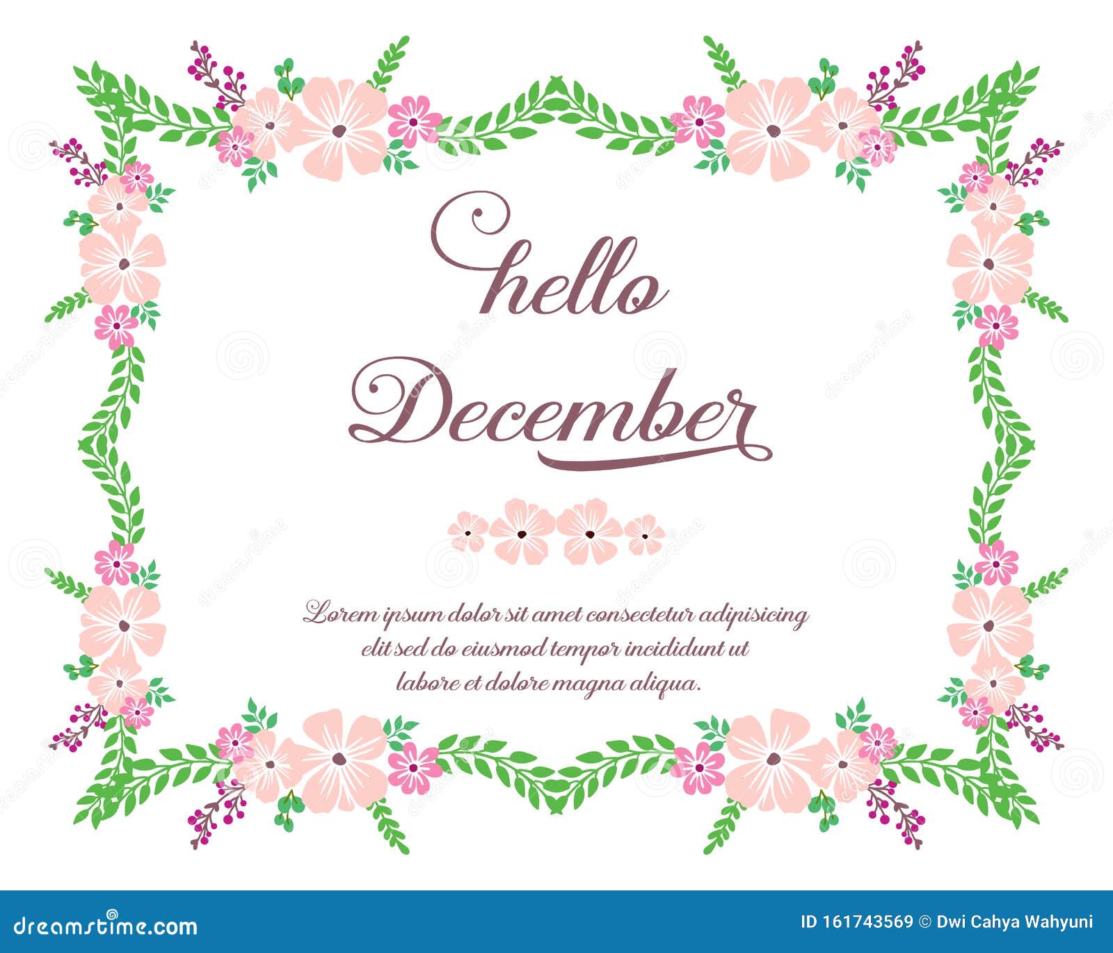 Design Template of Card Hello December, with Shape Ornate of Green ...