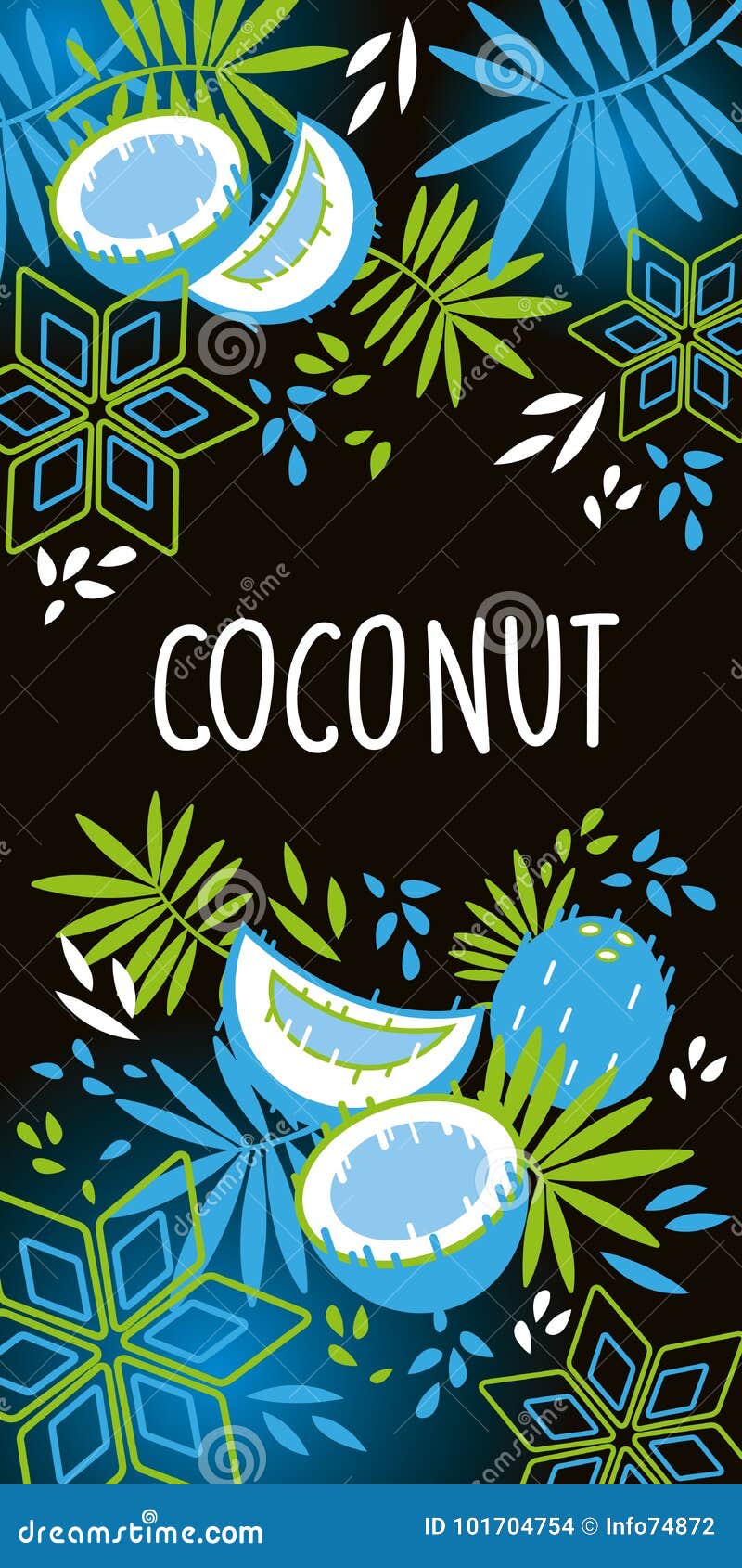 Coconut Day Label Flat Cartoon Hand Drawn Templates Background ...
