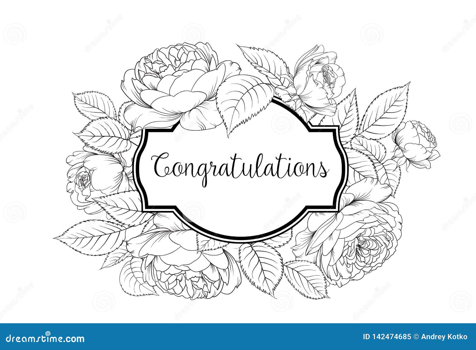 Design Template with Custom Sign in Frame with Rose Flowers. Stock ...