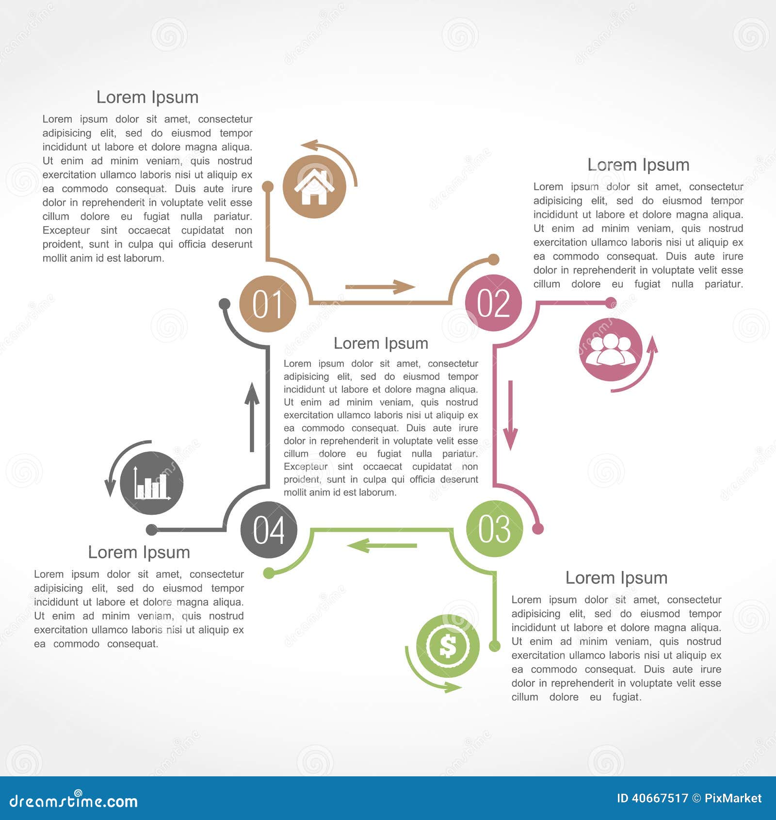 Design Template with Four Elements Stock Vector - Illustration of cycle ...