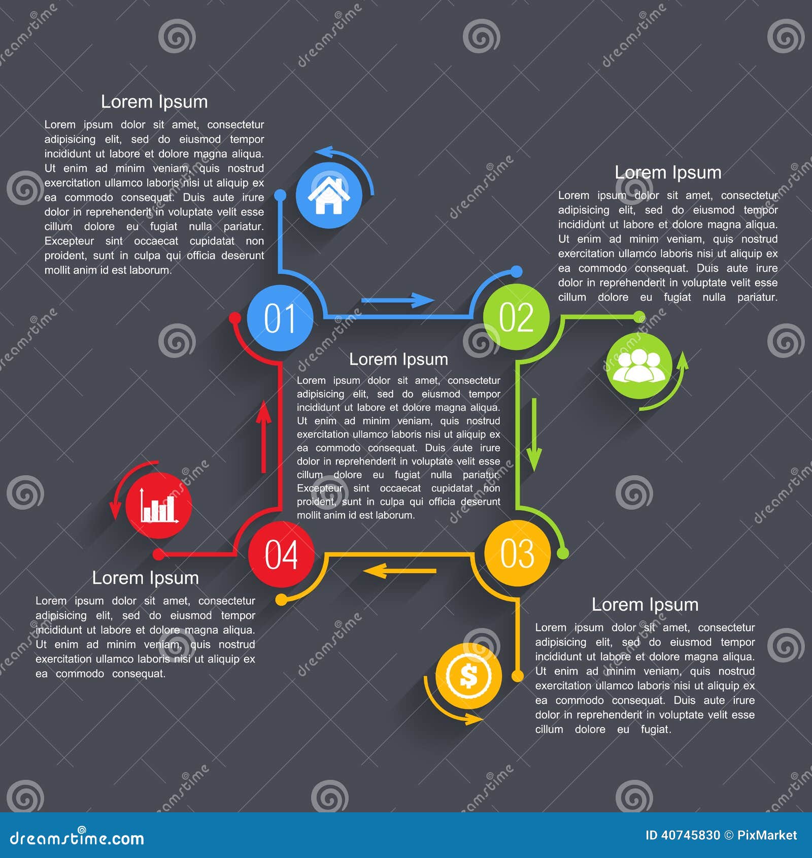 Design Template with Four Elements Stock Vector - Illustration of data ...