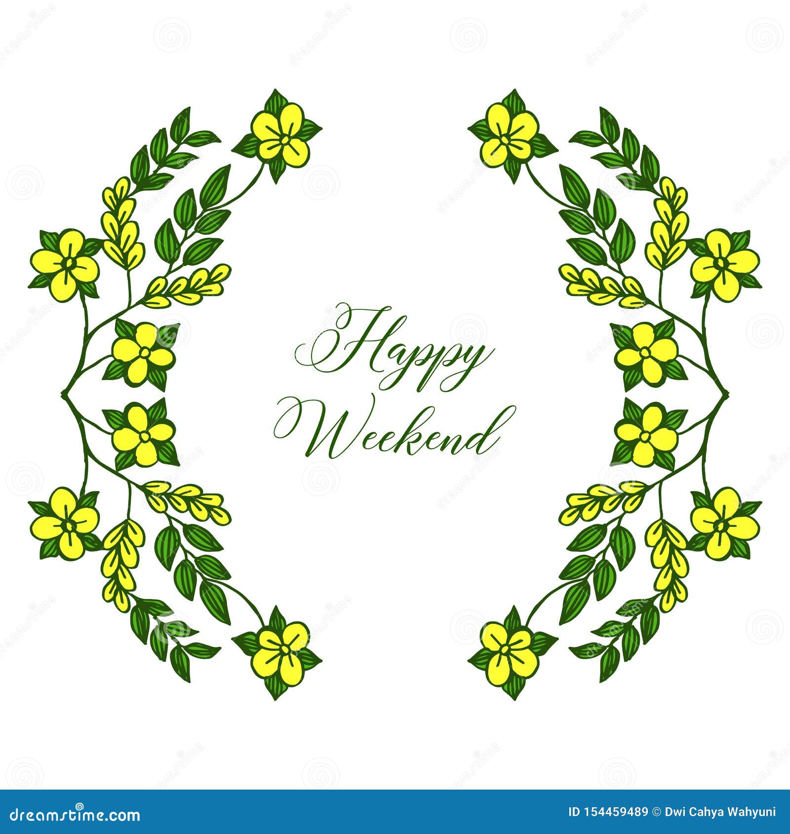 Design Template of Happy Weekend with Yellow Wreath Frame. Vector Stock ...