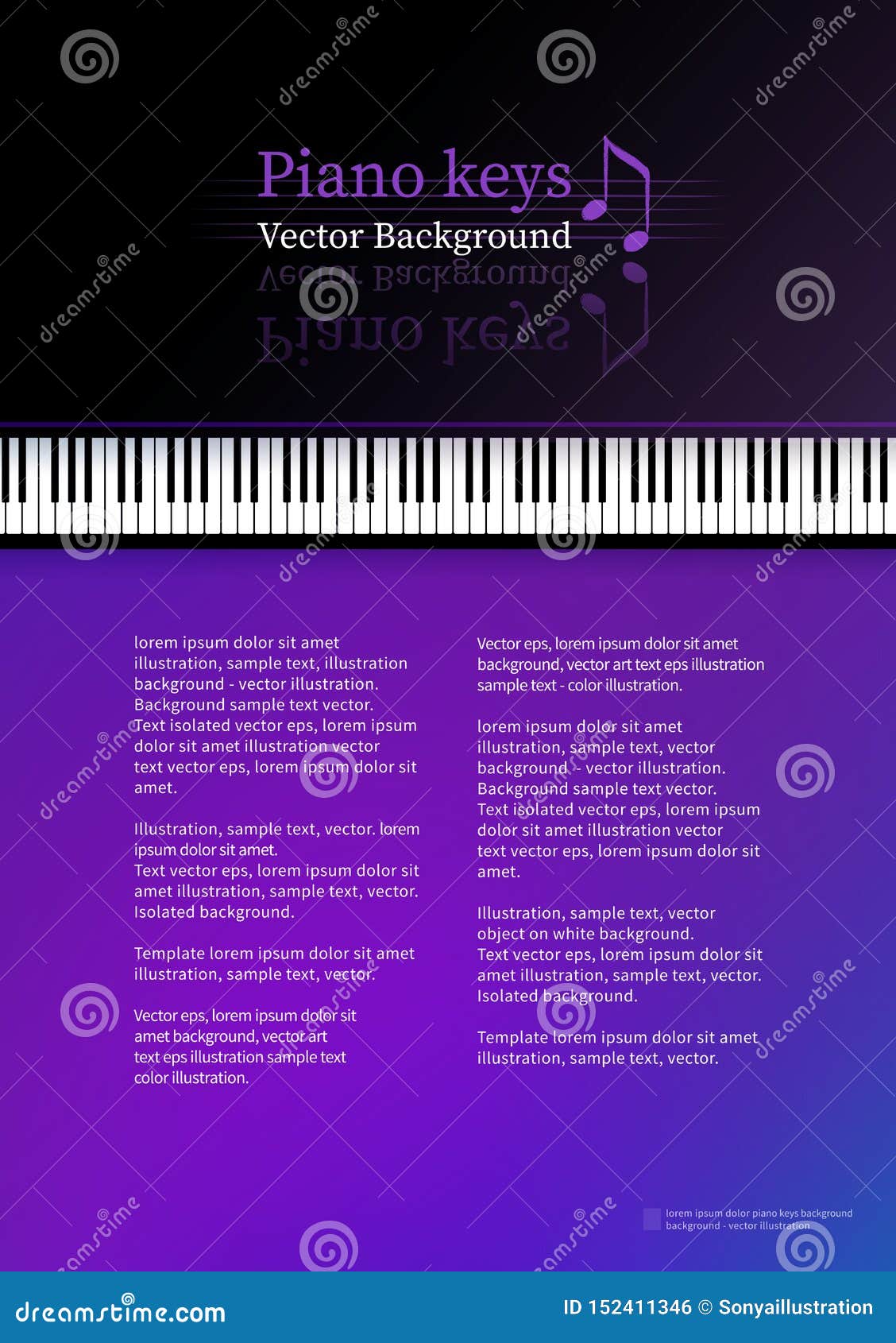 Design Template with Top View Piano Keys Stock Vector - Illustration of ...